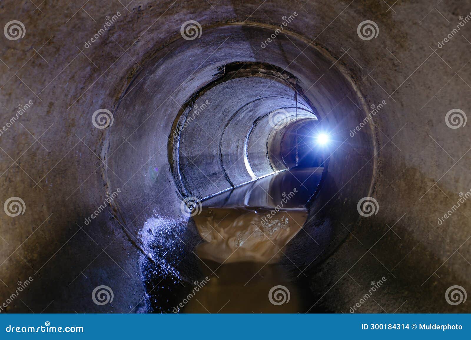Inside Dark Round Underground Urban Sewer Tunnel Stock Photo - Image of ...