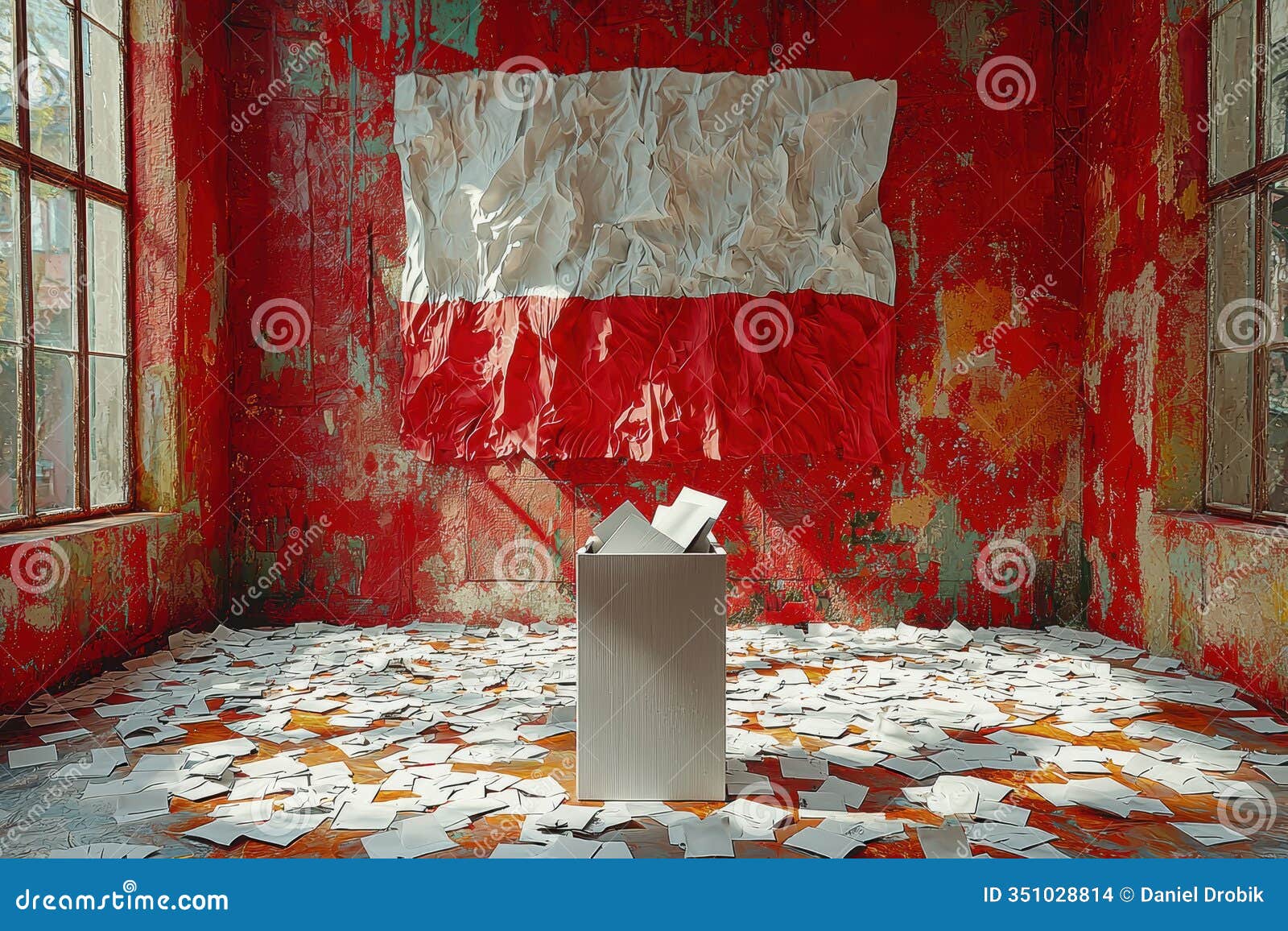 Inside a Deserted Room, we Find an Abandoned Voting Booth Surrounded by ...