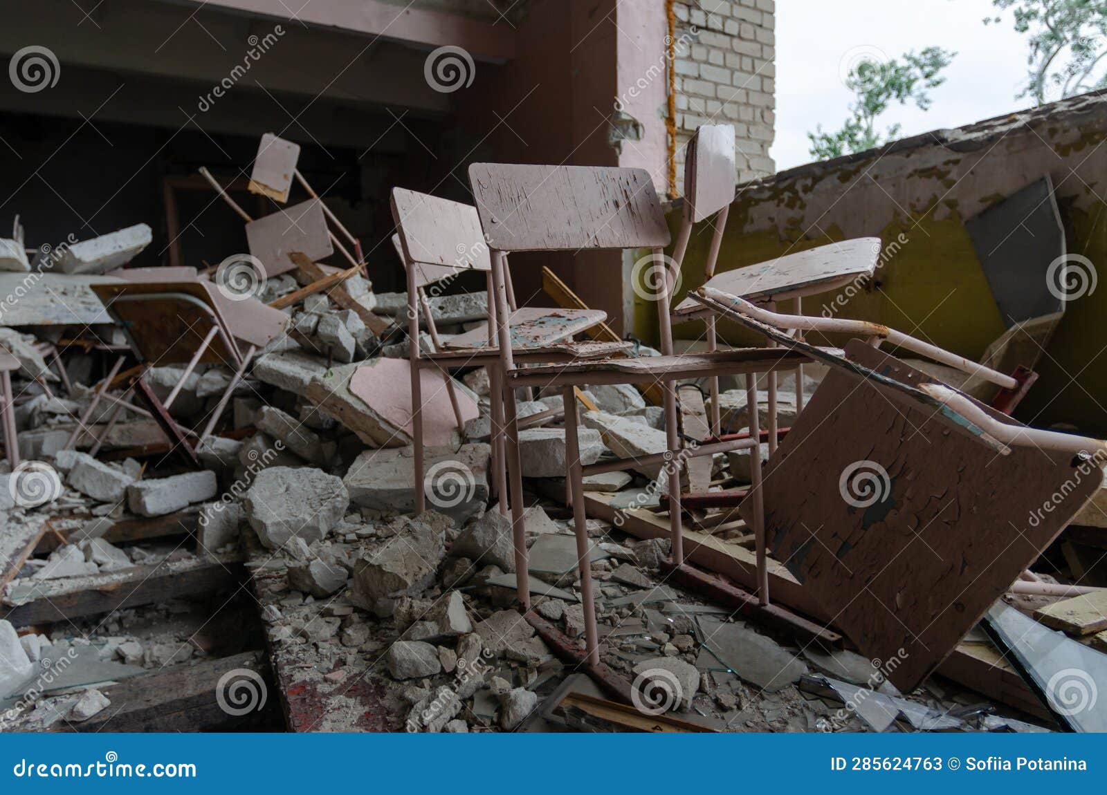 Inside a Destroyed School in Ukraine Stock Image - Image of fire ...