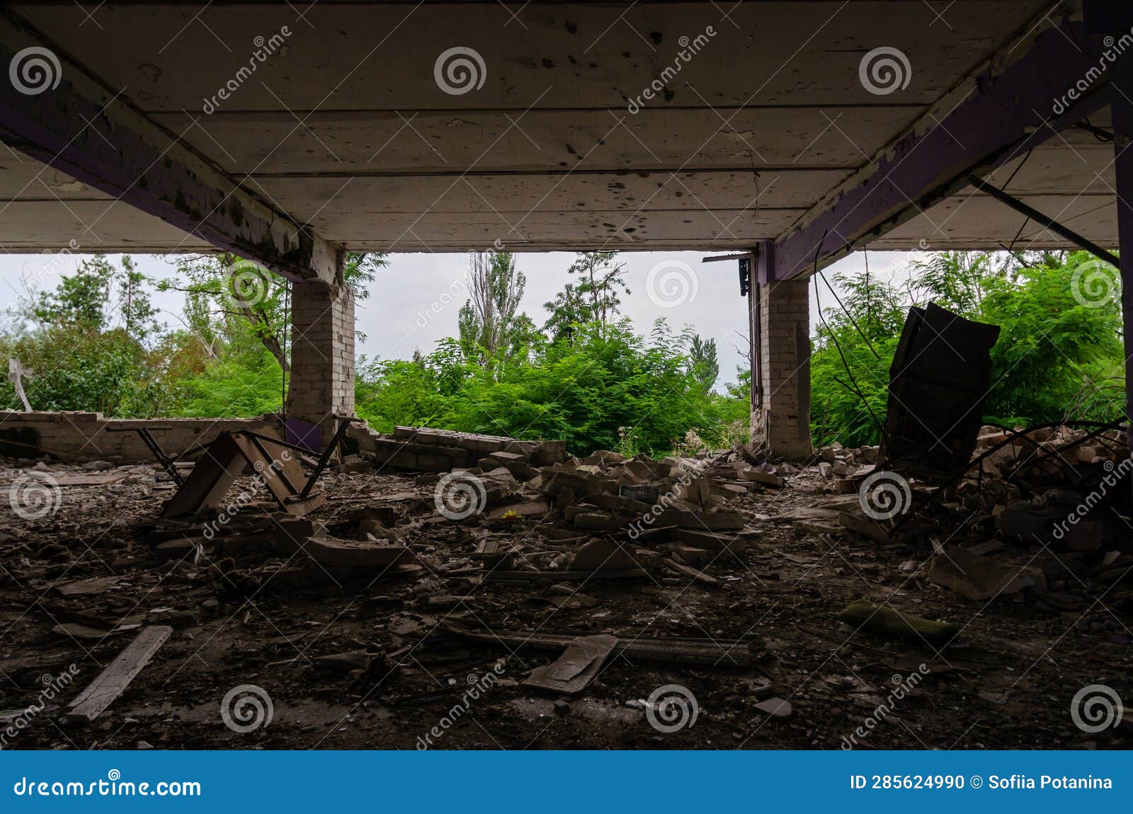 Destroyed School In Beslan After The Terrorist Attack. Old Empty School ...