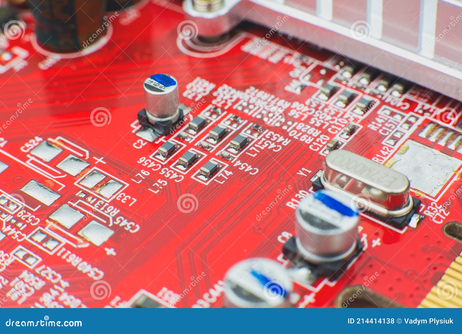 Inside Details of the Personal Computer. Microcircuit, Close Up Stock ...
