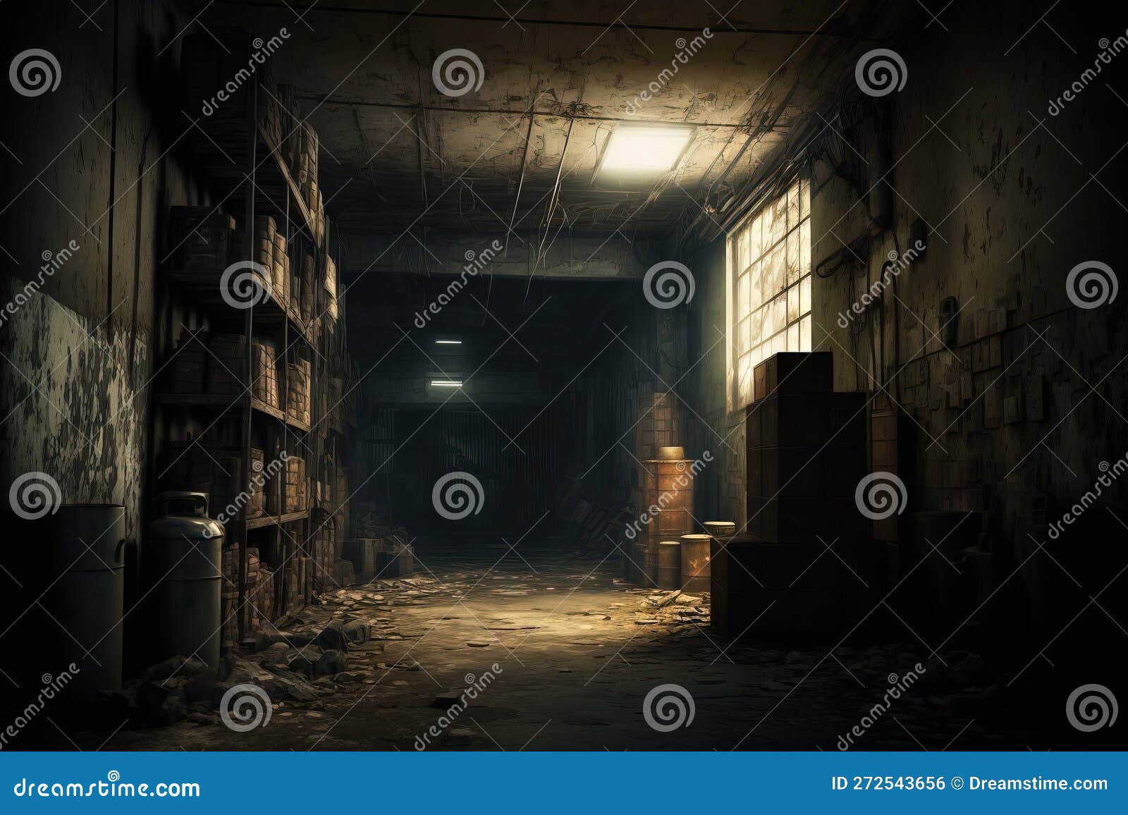 Inside of a Dilapidated Warehouse Stock Illustration - Illustration of ...