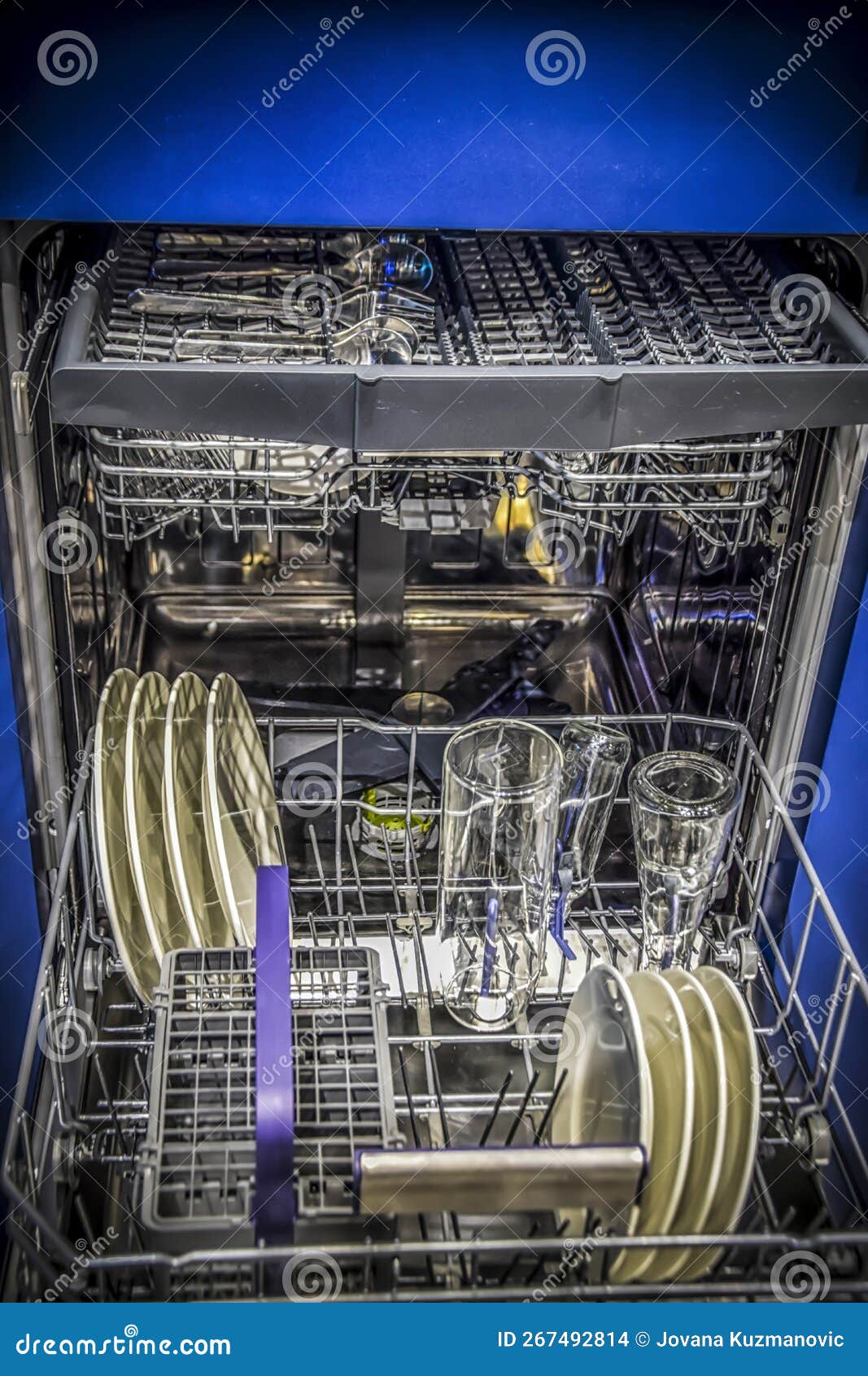 The Inside of a Full Dishwasher Stock Photo - Image of glasses, clean ...
