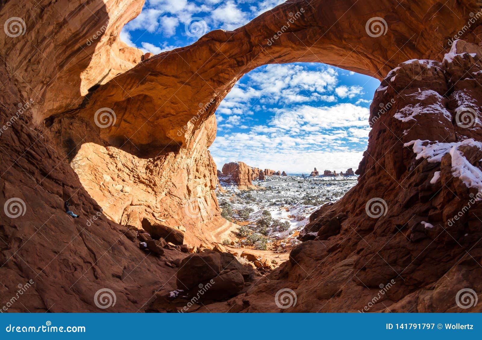 Inside Double Arch Perspective Stock Image - Image of landscape, moab ...