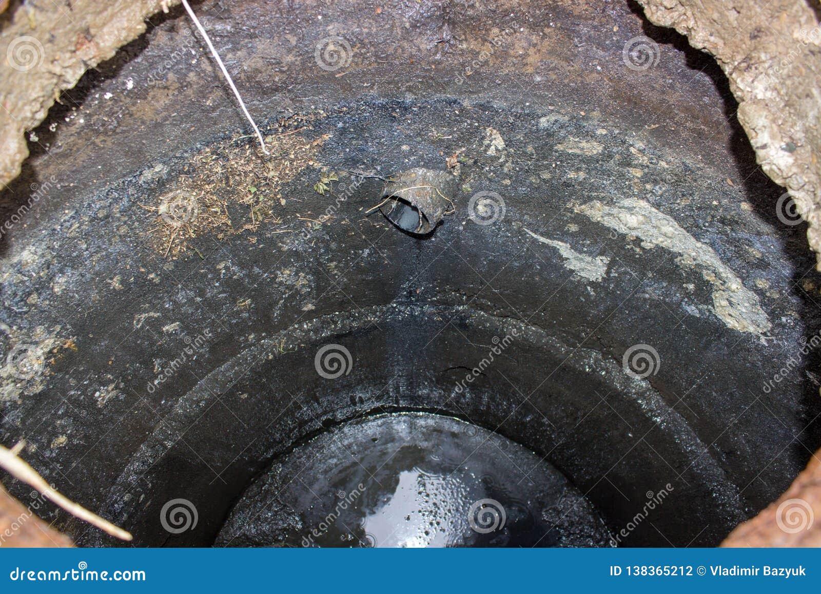 Inside Drainage Pit,dangerously Open Drainage Pit With Dirt And Black ...