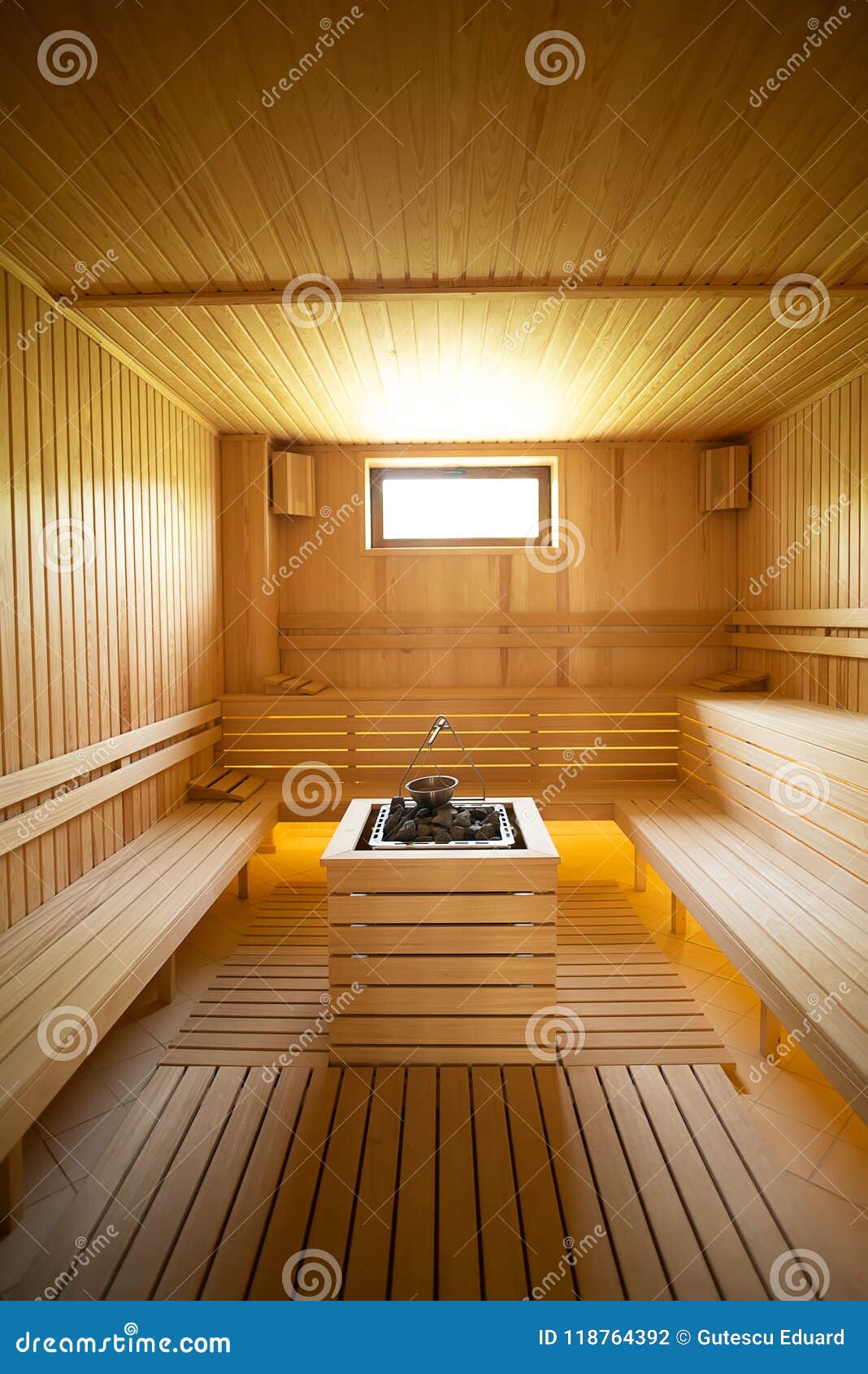 Inside dry sauna wide view stock photo. Image of bounch - 118764392