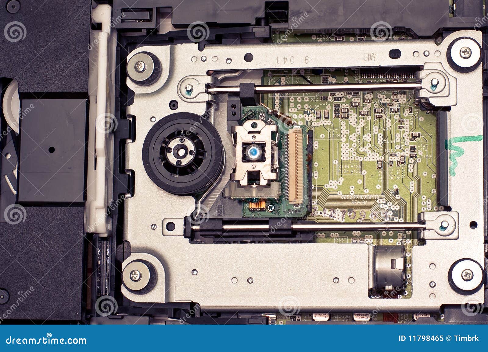 Inside of the DVD drive stock image. Image of motor, object - 11798465