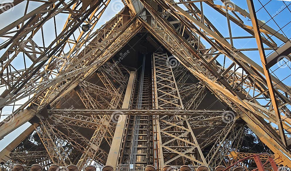 Inside Eiffel Tower stock image. Image of park, architecture - 236982419