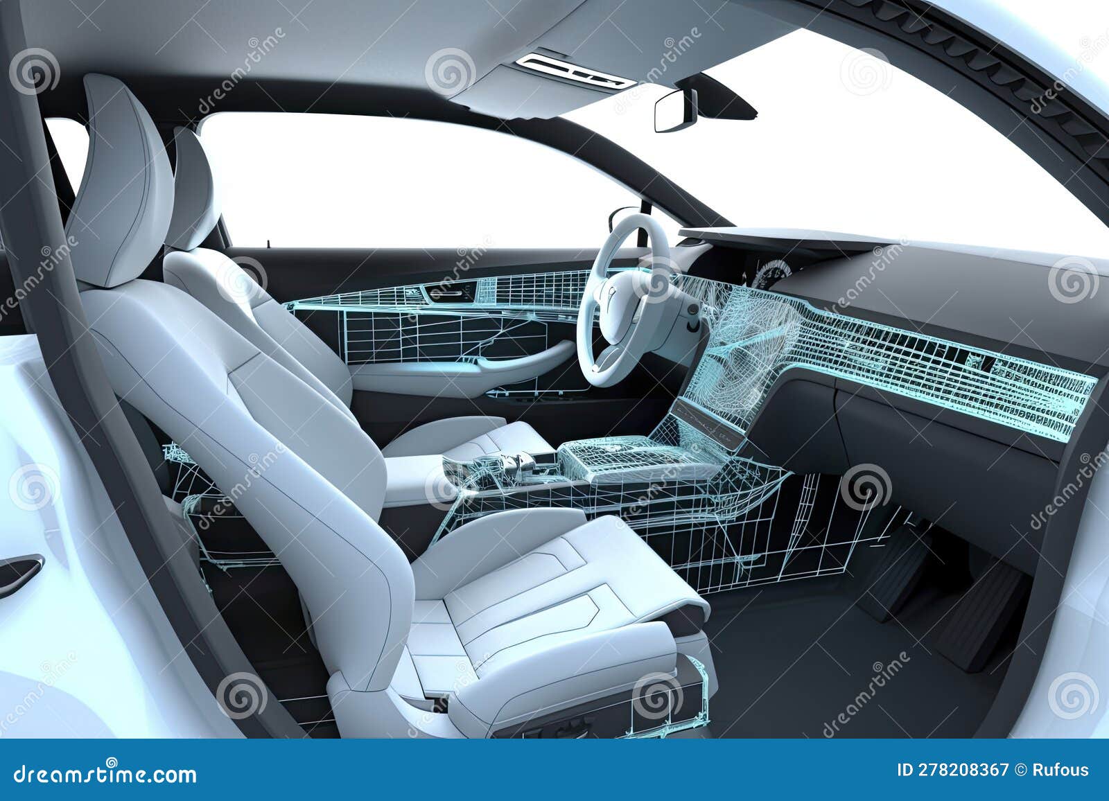 Inside Electric Car.3d Render and Illustration Stock Illustration ...