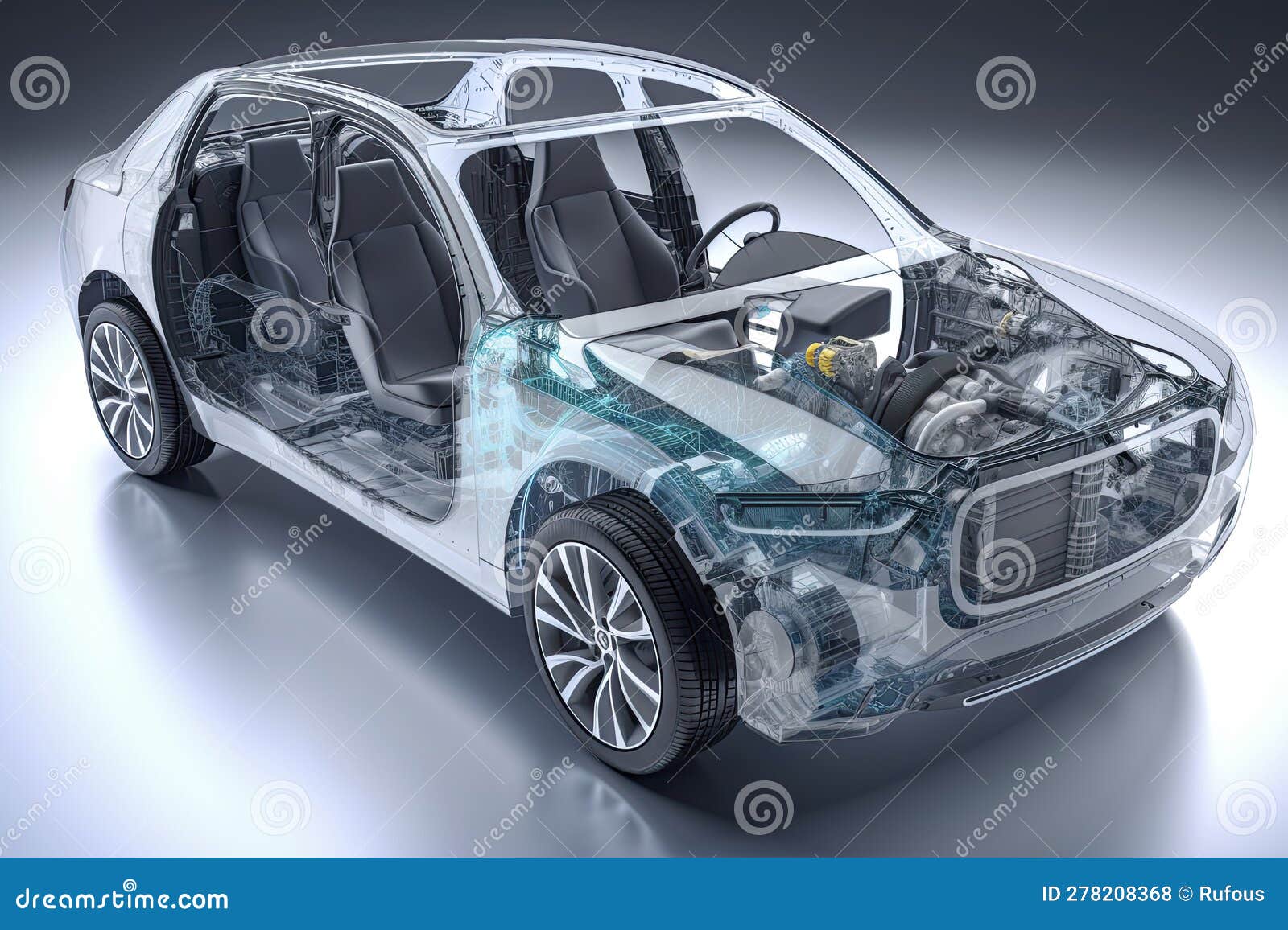Inside Electric Car.3d Render and Illustration Stock Illustration ...