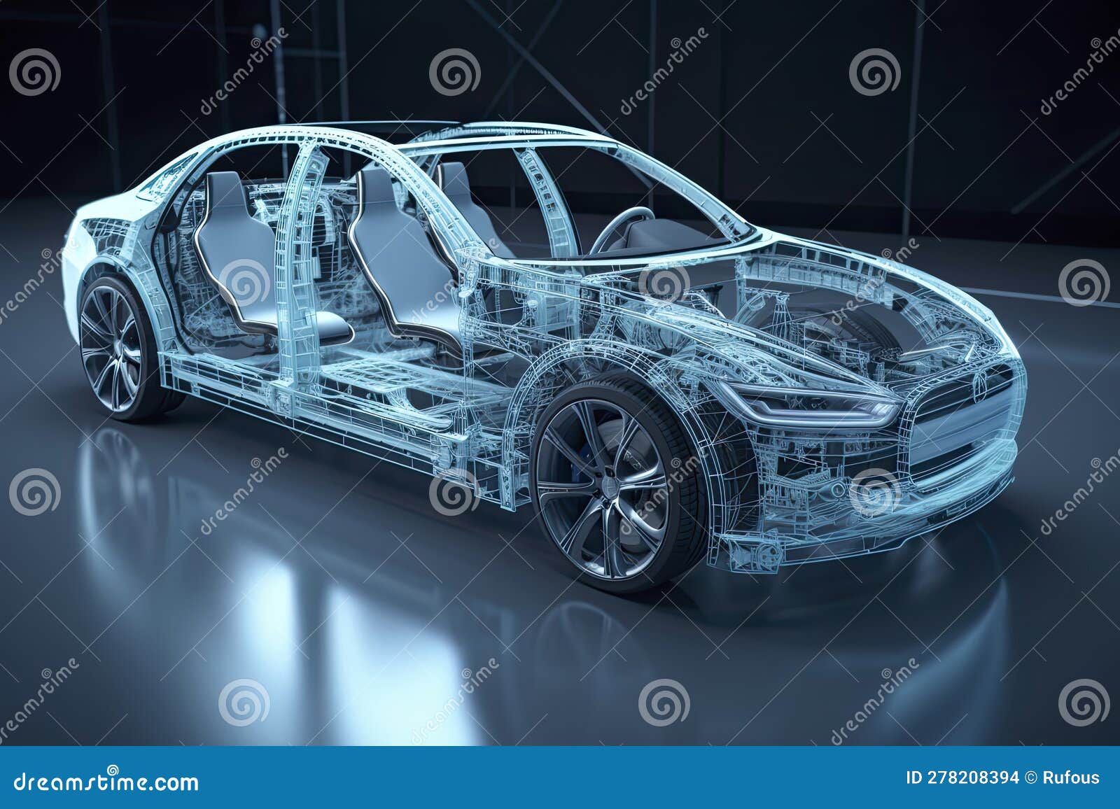 Inside Electric Car.3d Render and Illustration Stock Illustration ...