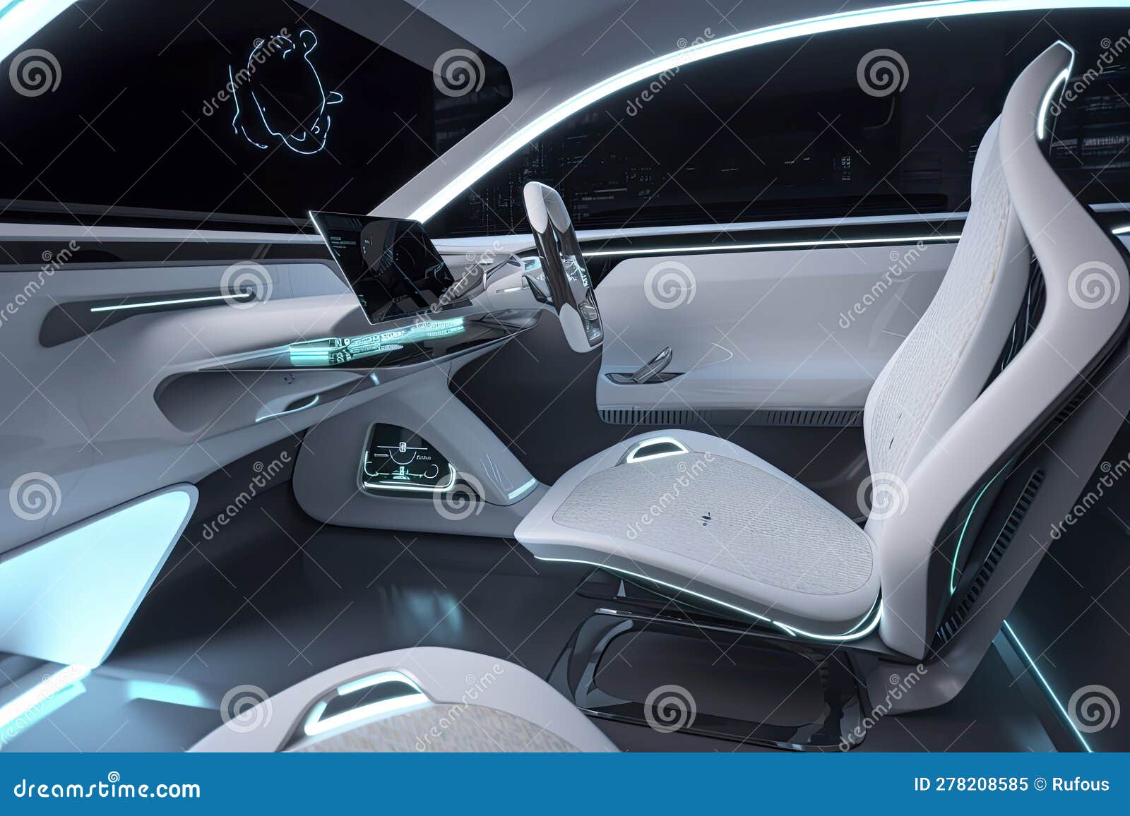 Inside Electric Car.3d Render and Illustration Stock Illustration ...