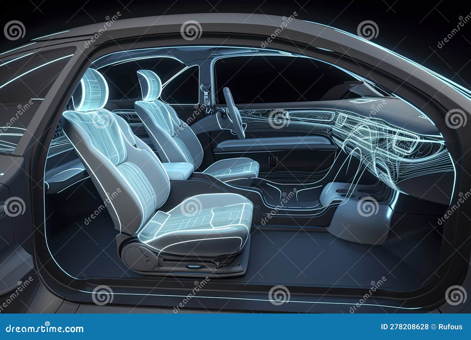 Inside Electric Car.3d Render and Illustration Stock Illustration ...
