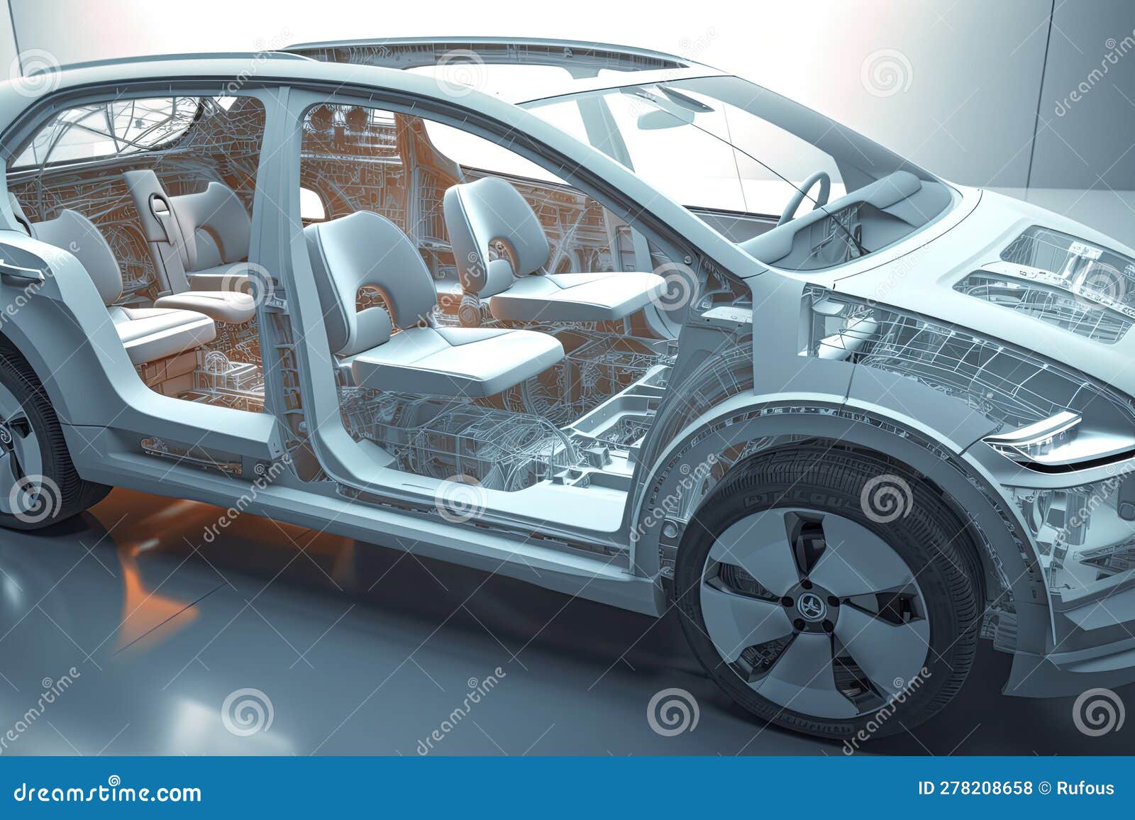 Inside Electric Car.3d Render and Illustration Stock Illustration ...