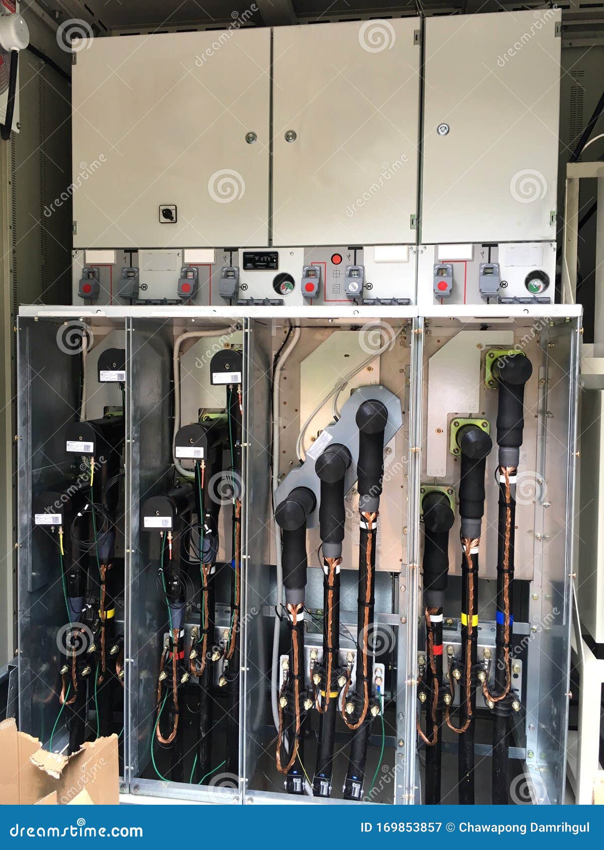 Inside a Electrical Cabinet Stock Image - Image of engineering, high ...