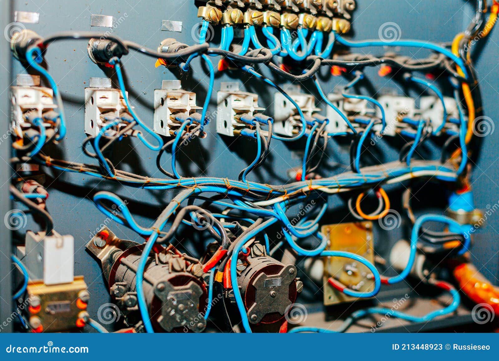 Inside electrical panel stock image. Image of current - 213448923