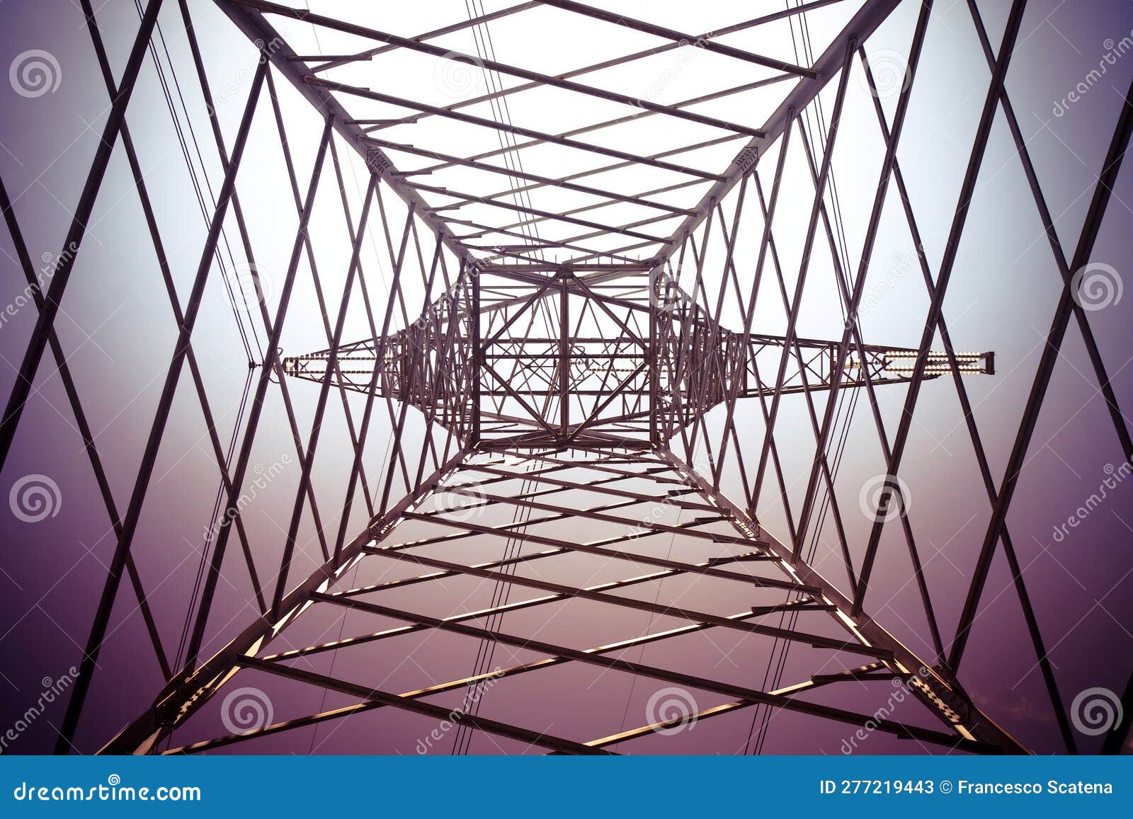 Inside of an Electricity Pylon - Power Tower and Transmission Lines ...