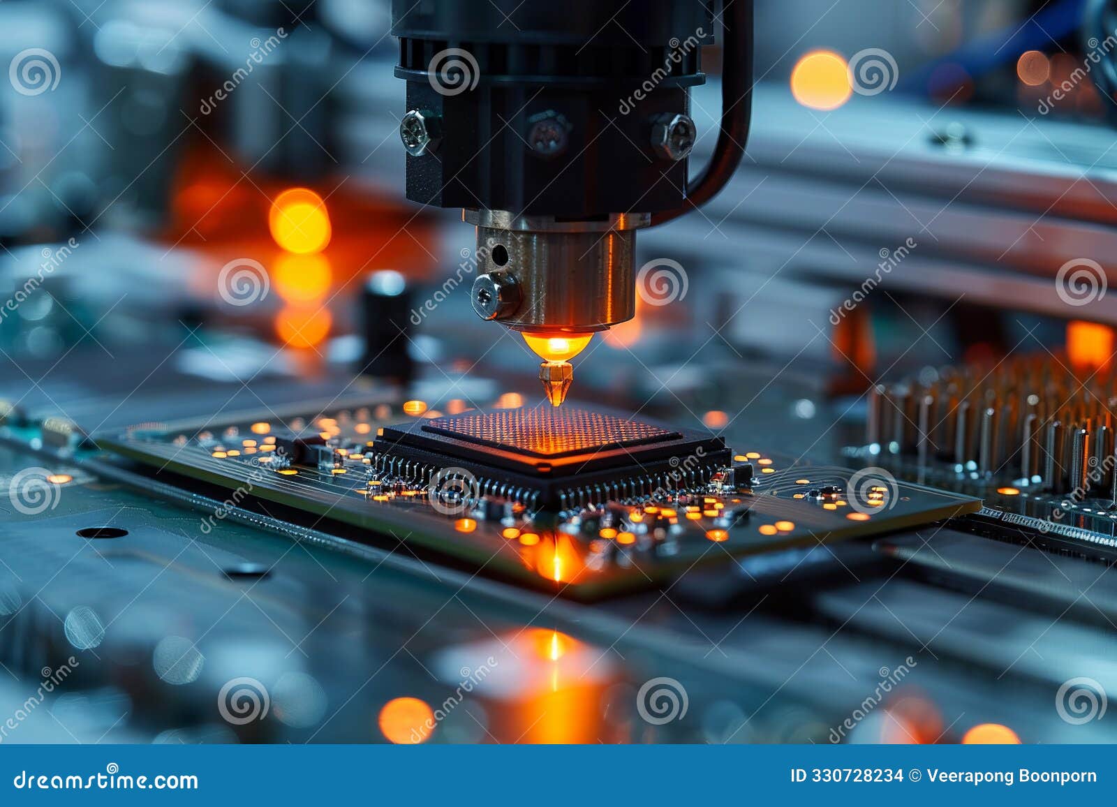 Inside the Electronics Production Industry PCB with Microchip on ...
