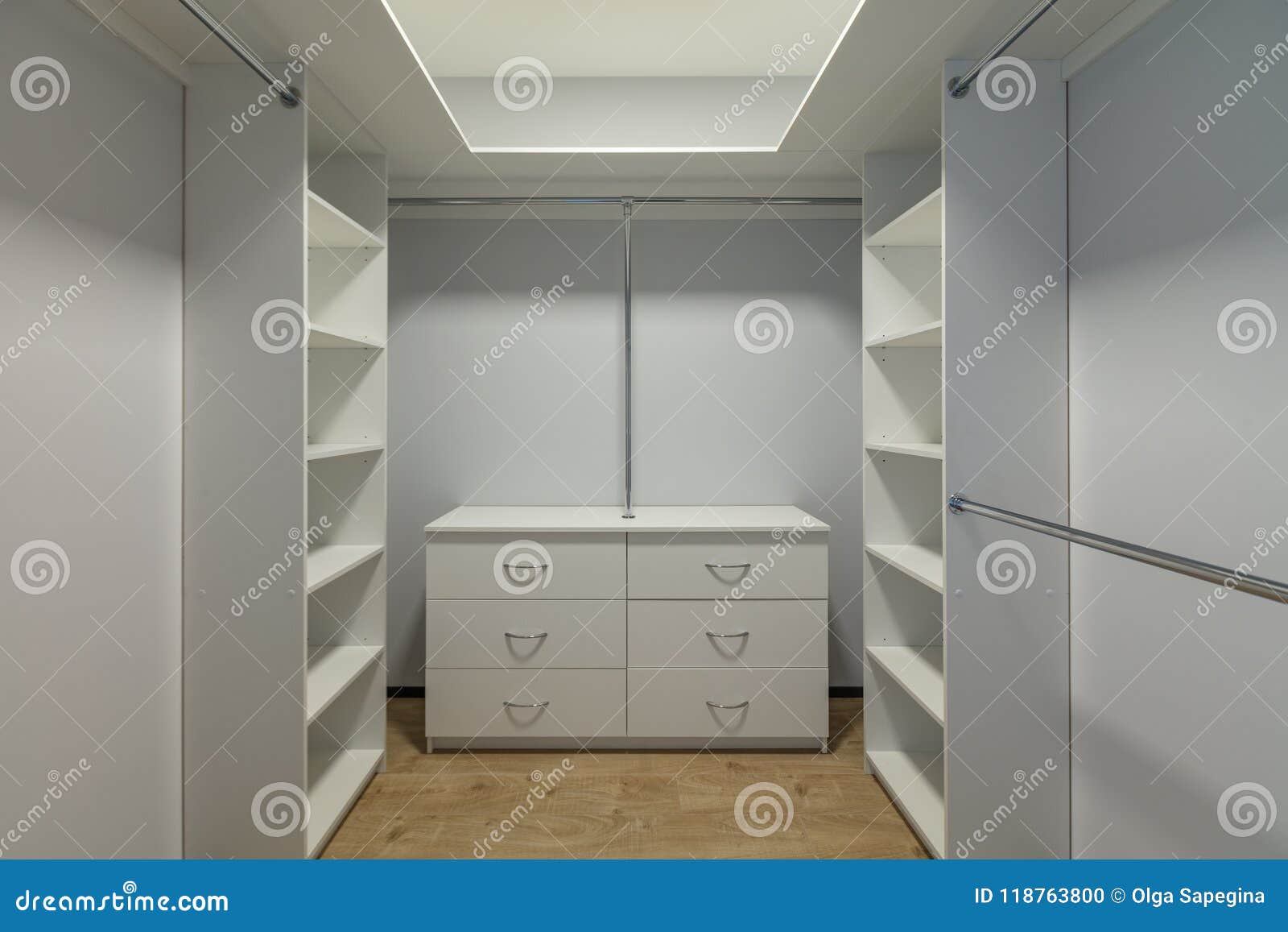 Empty modern wardrobe stock photo. Image of floor, design - 118763800