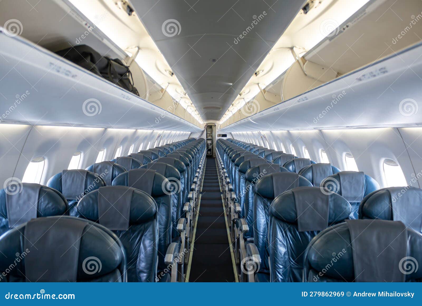 Inside Empty Passenger Airplane Cabin Stock Image - Image of flight ...