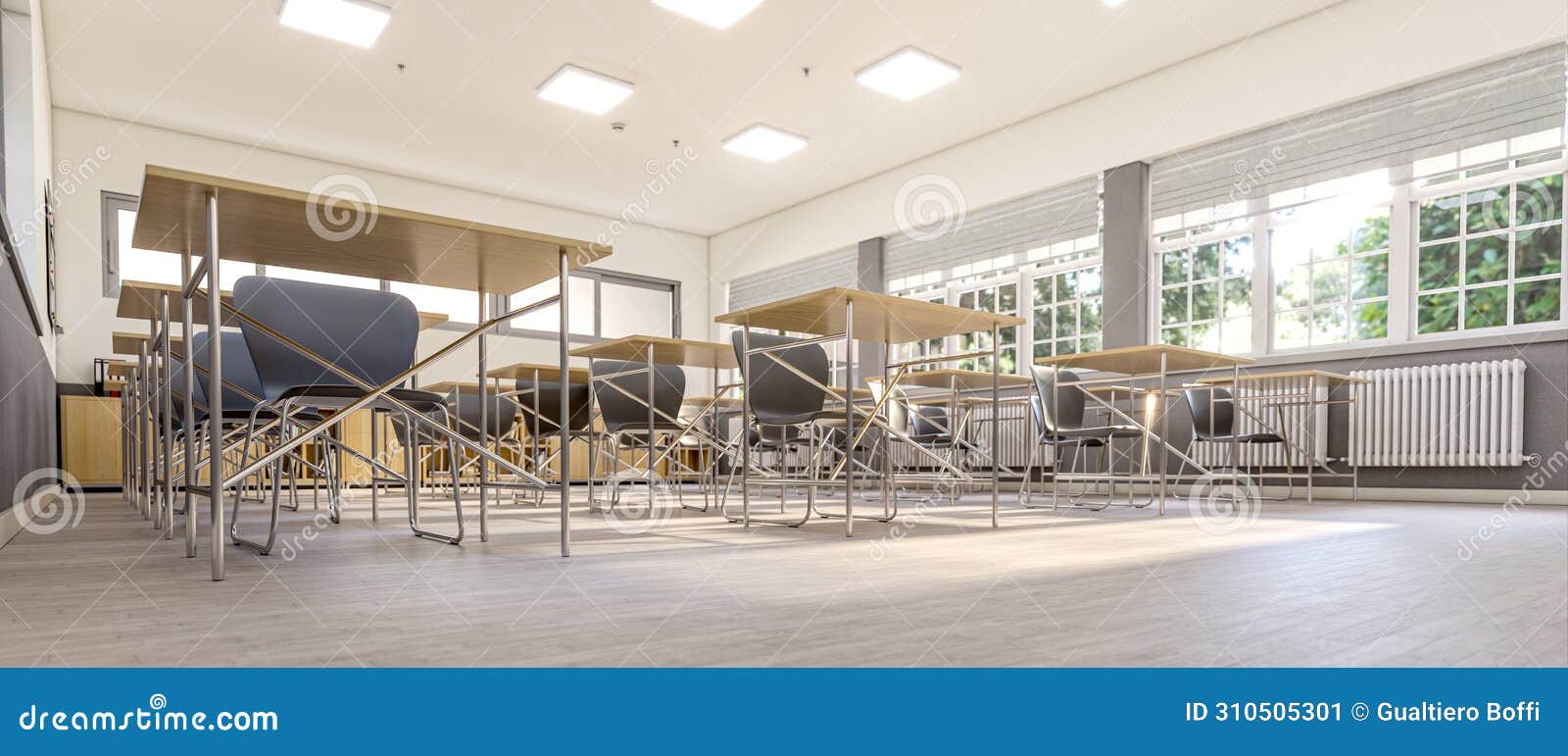 Inside an Empty School Classroom Stock Illustration - Illustration of ...