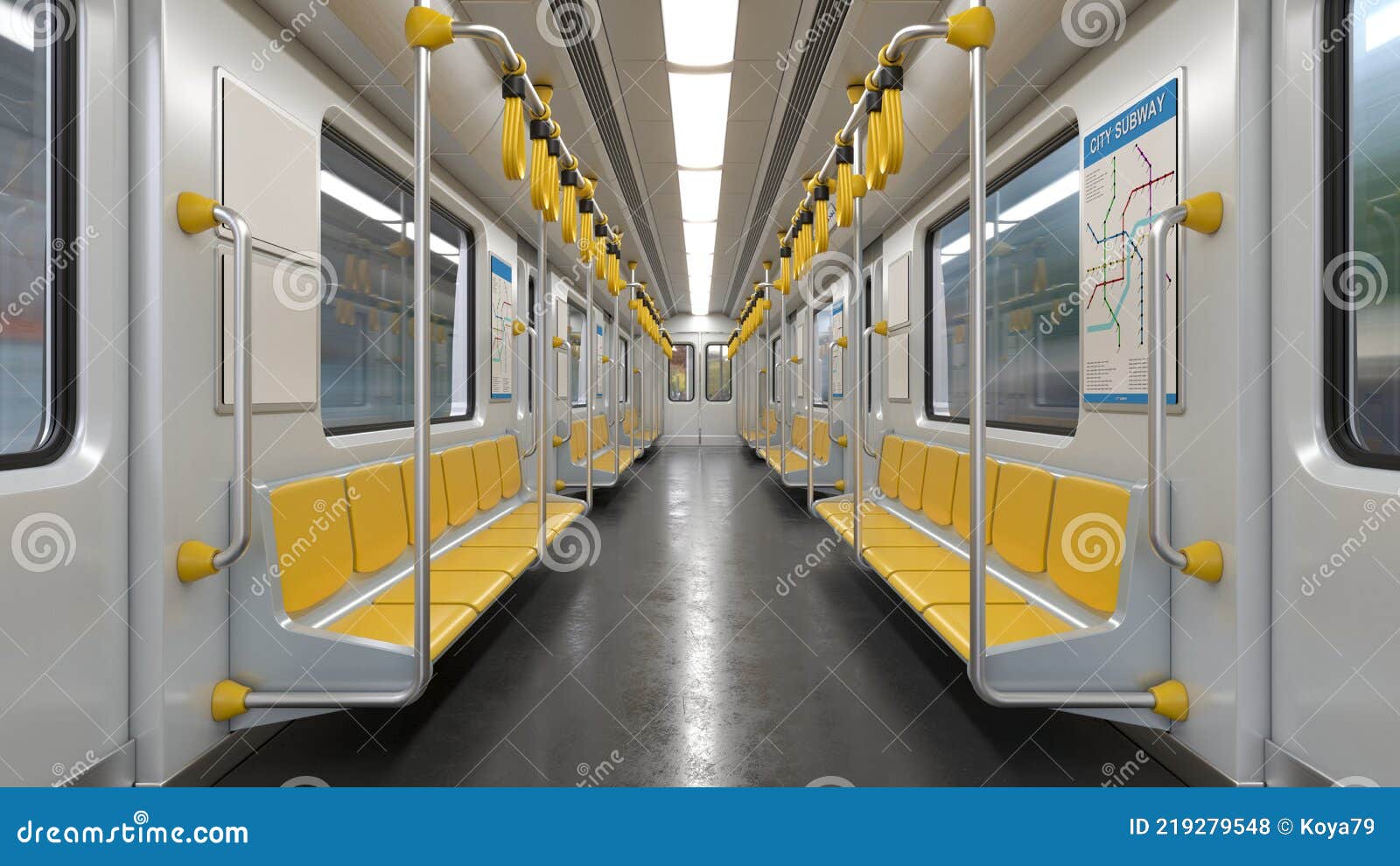 Empty Subway Train Inside View. Metro Carriage Vector Interior ...