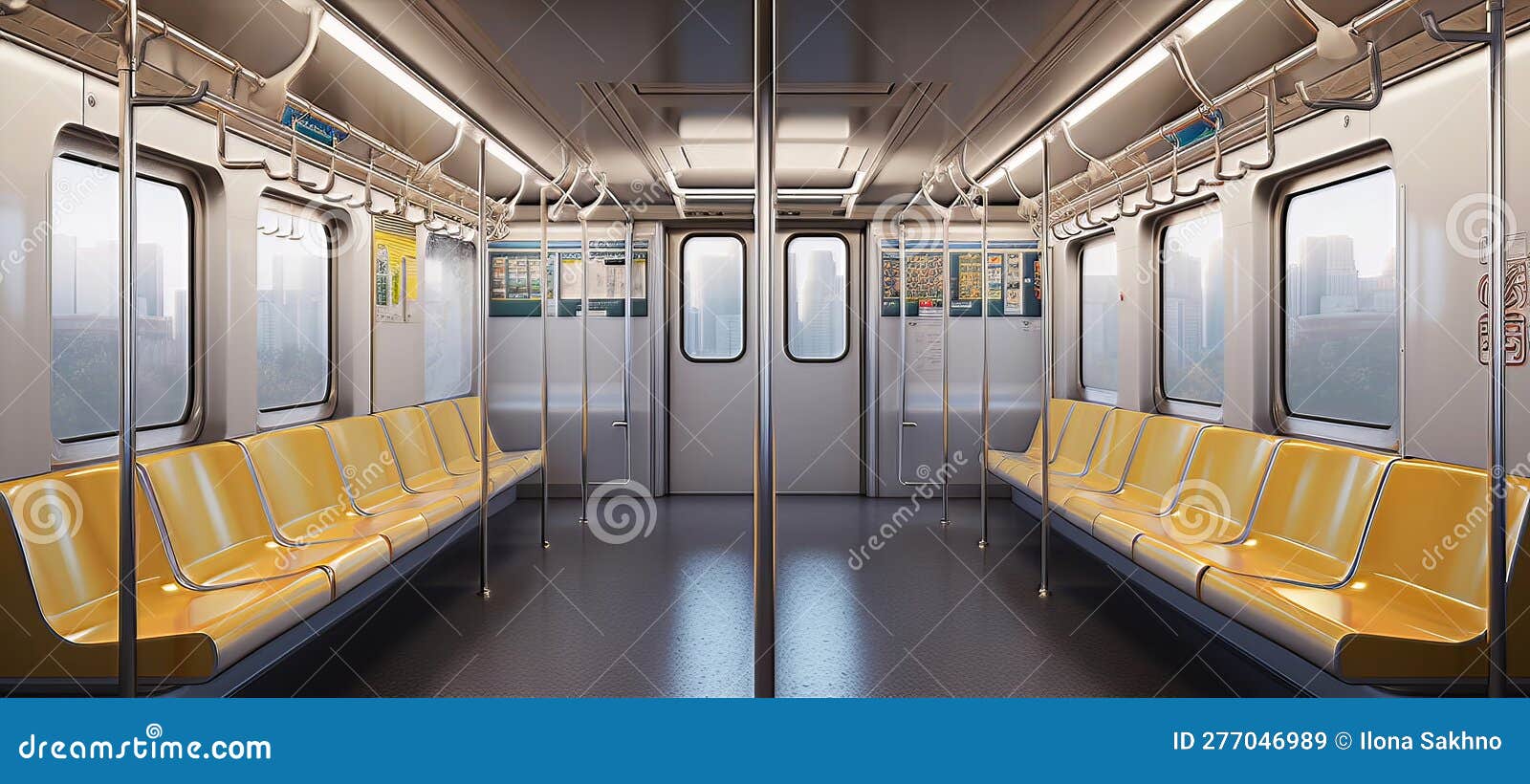 Inside Empty Subway Car, Metro Car Empty Interior Stock Illustration ...