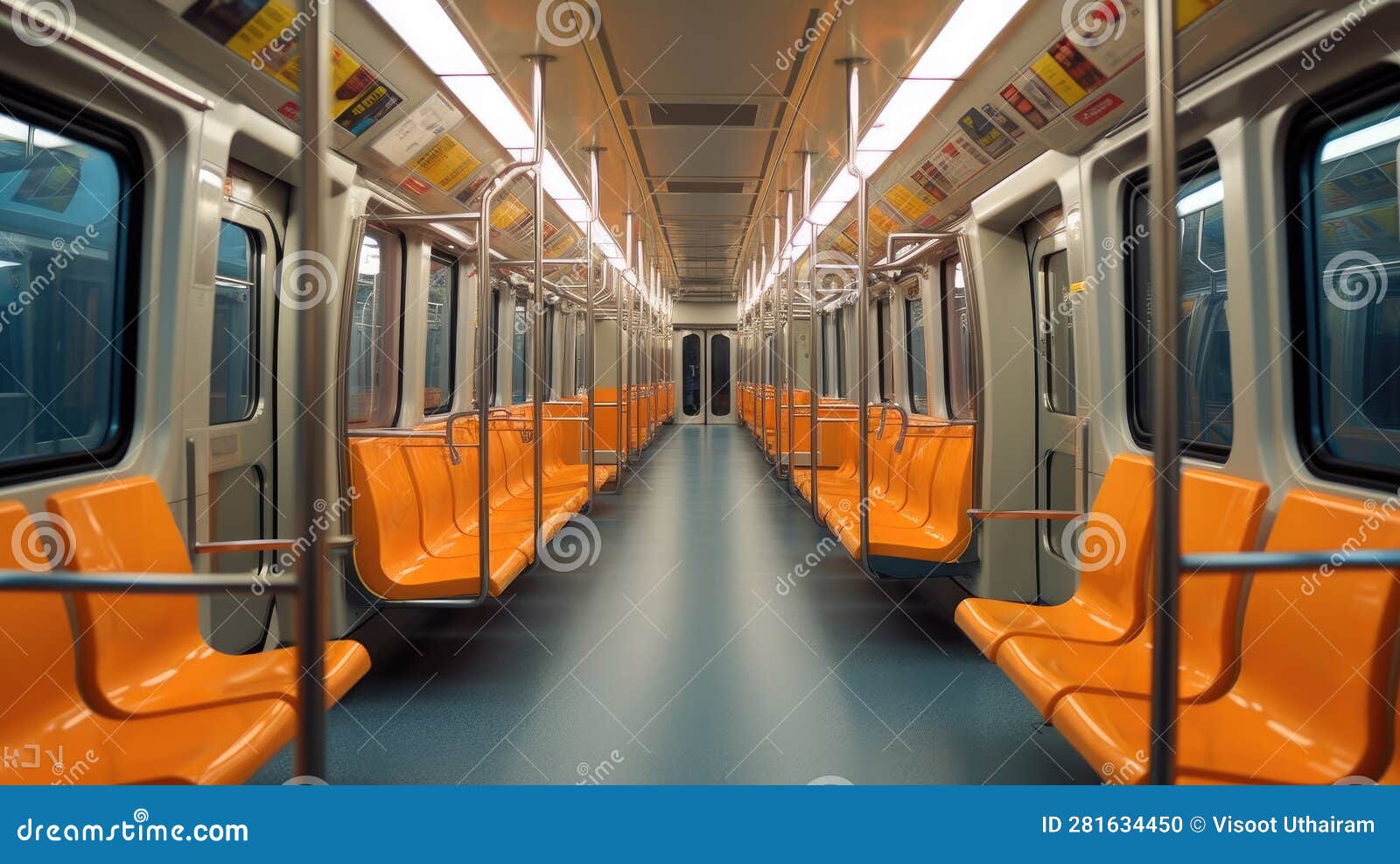 Inside Empty Subway Car, Empty Metro Train Stock Illustration ...