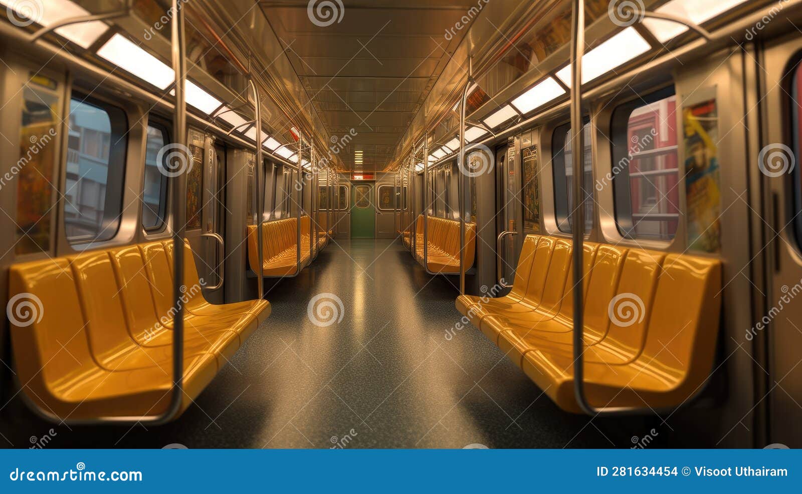 Inside Empty Subway Car, Empty Metro Train Stock Illustration ...