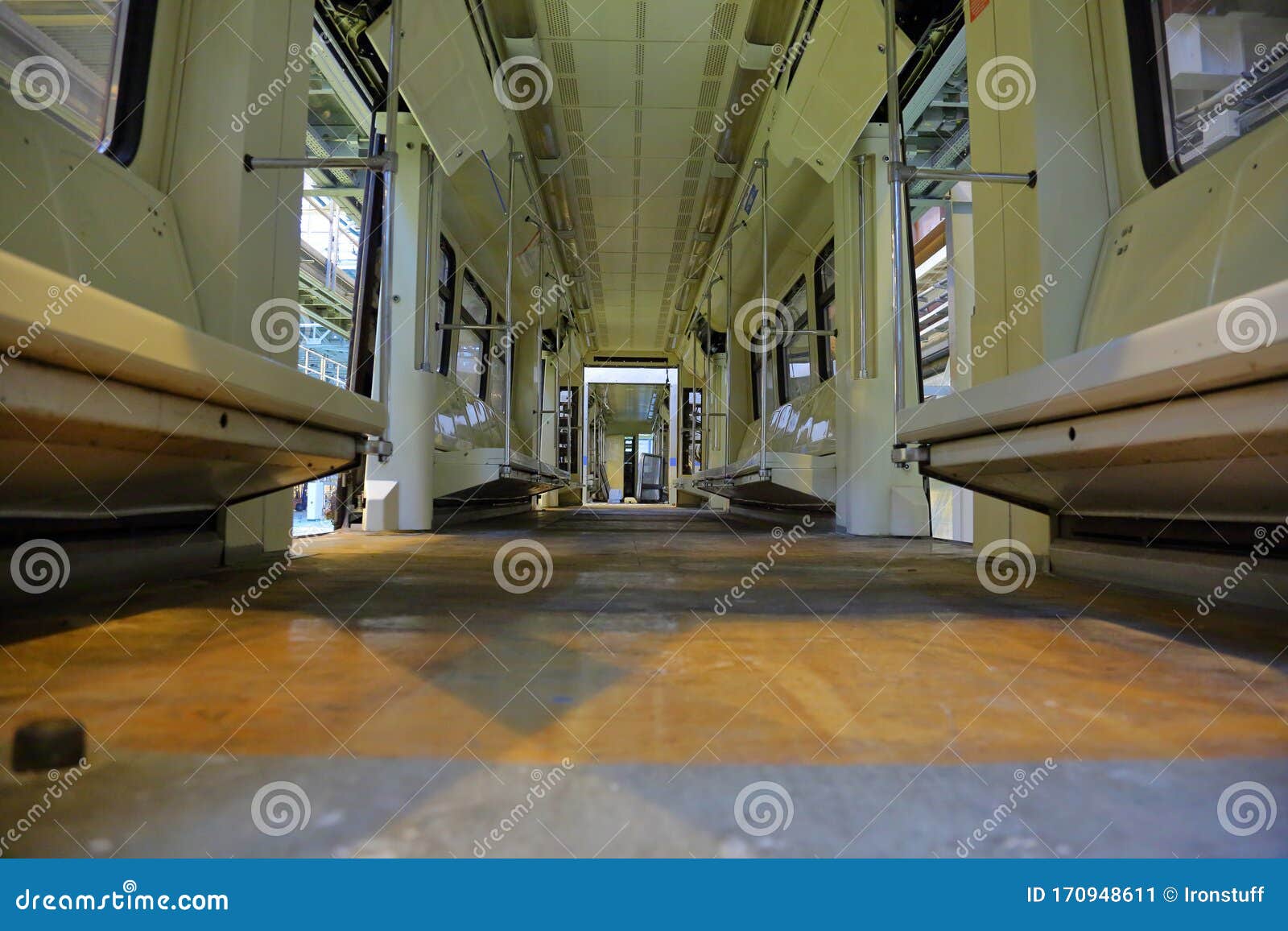 Inside the Empty Subway`s Retro Car Stock Image - Image of railway ...