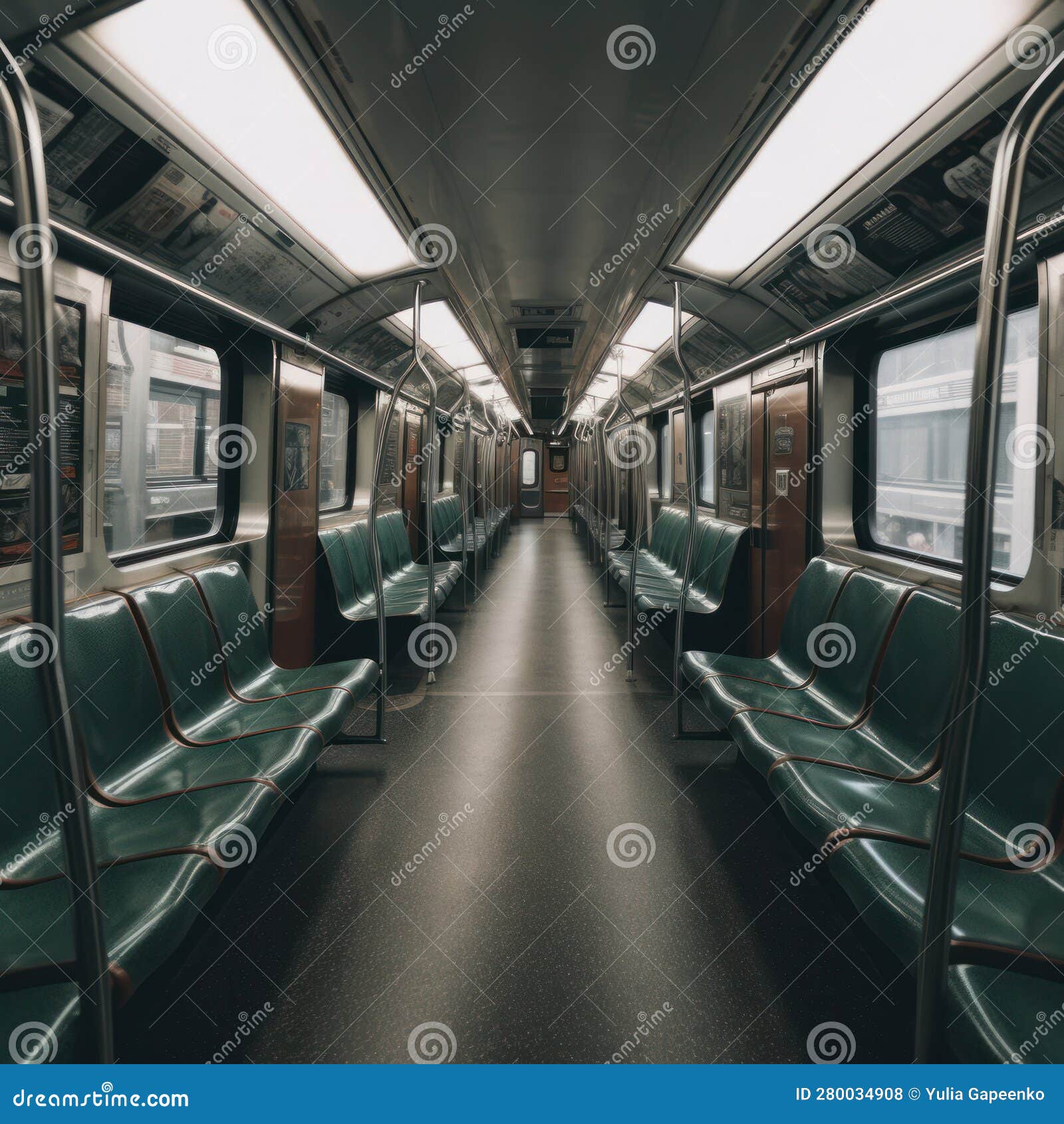 Inside of an Empty Subway Train Illustration AI Generative Stock ...