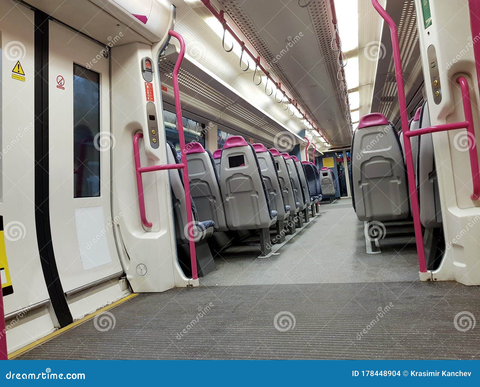 Inside of an Empty Wagon Train. Interior View of Corridor Inside ...