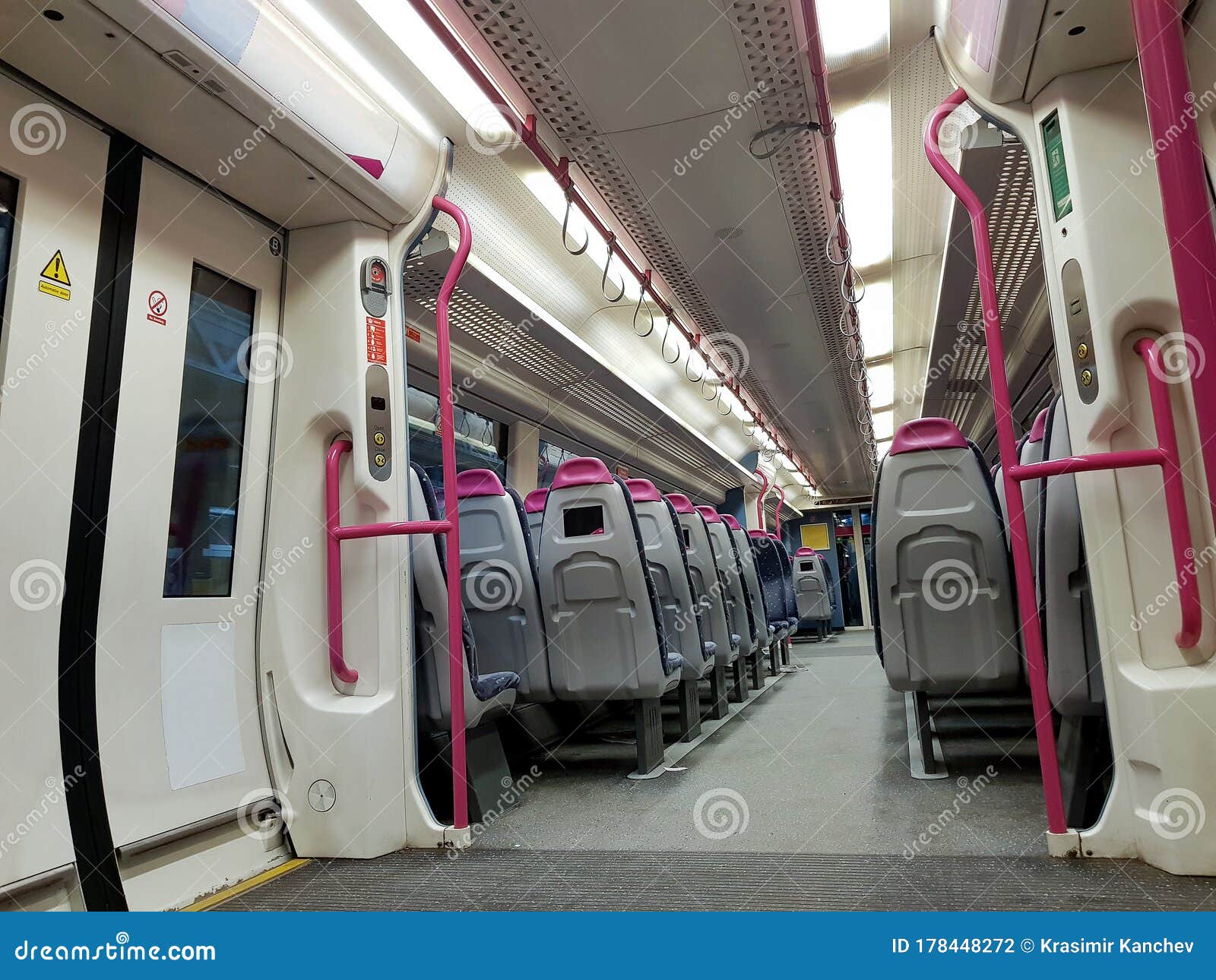 Inside of an Empty Wagon Train. Interior View of Corridor Inside ...
