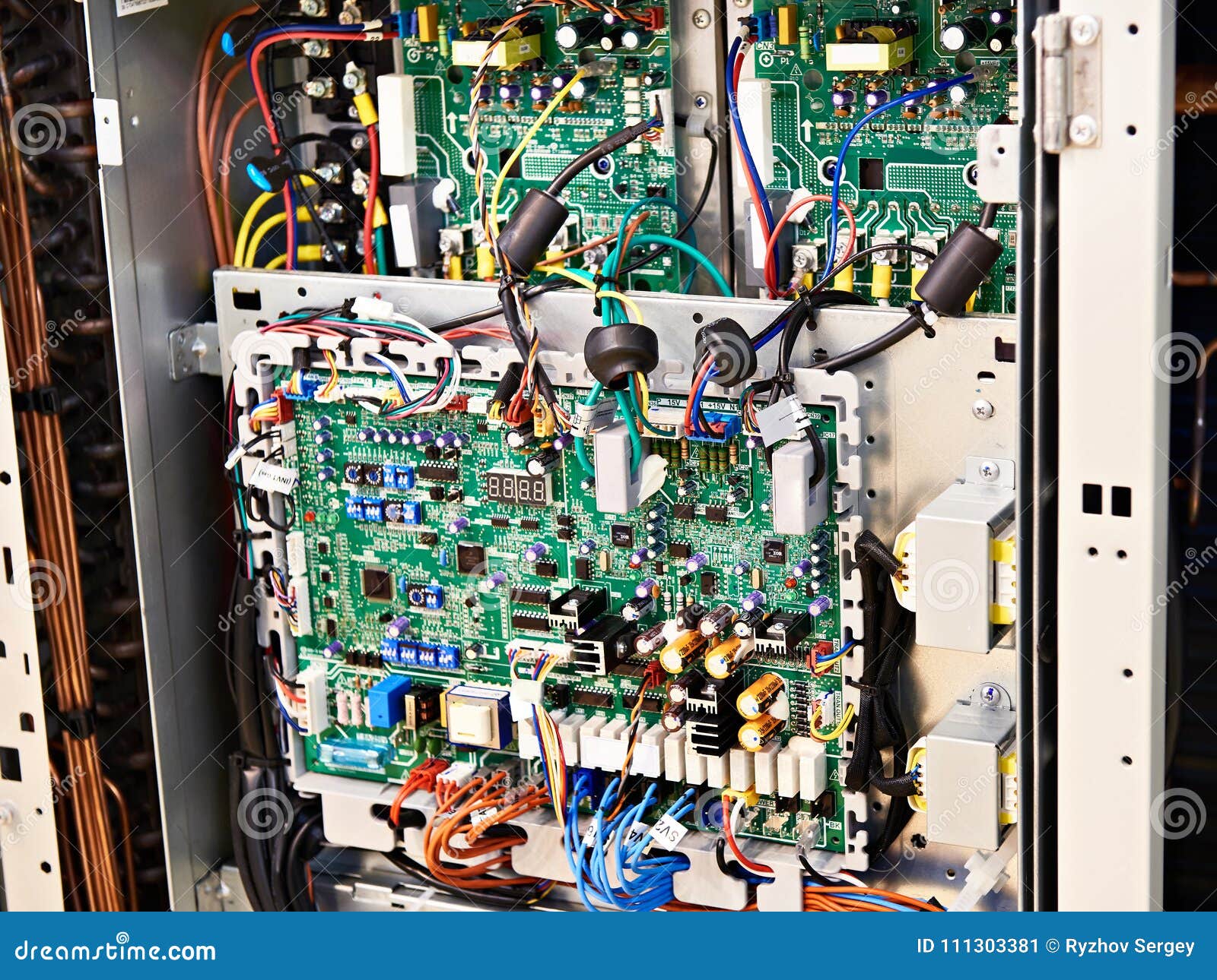 Inside Equipment with Electronic Circuits Stock Image - Image of ...