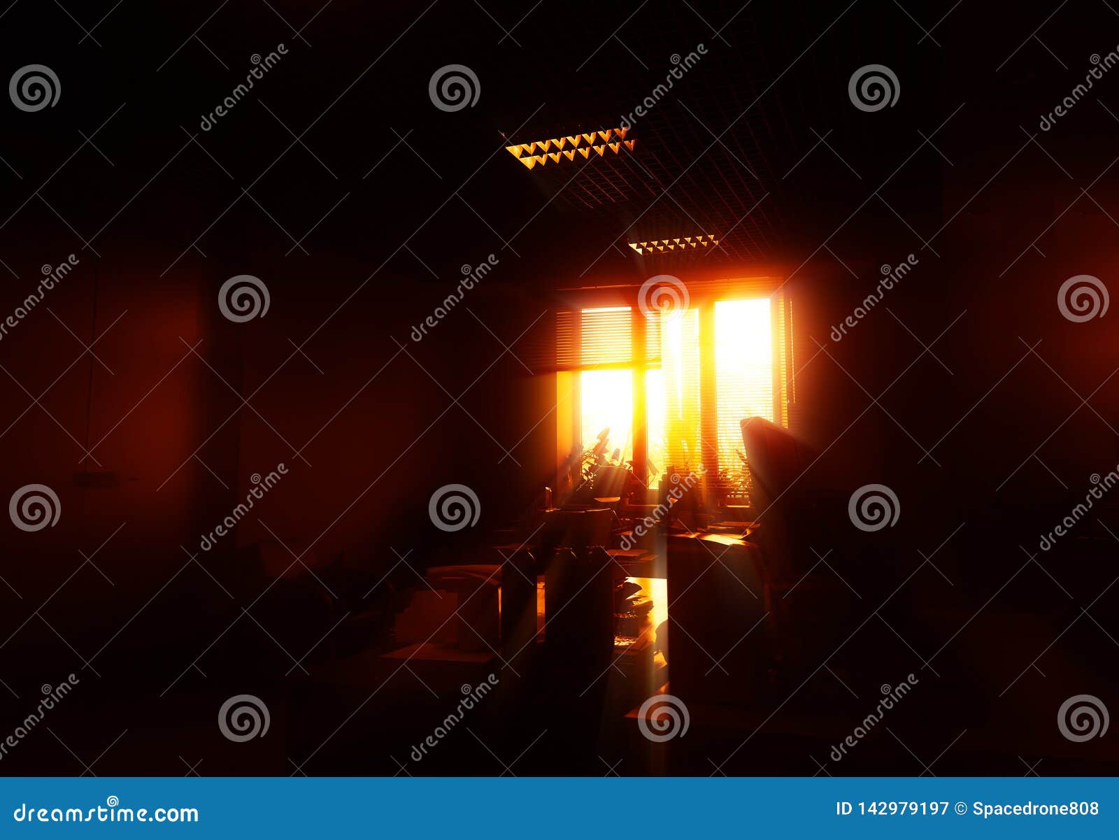 Inside Evening Office Room Interior Background Stock Image - Image of ...