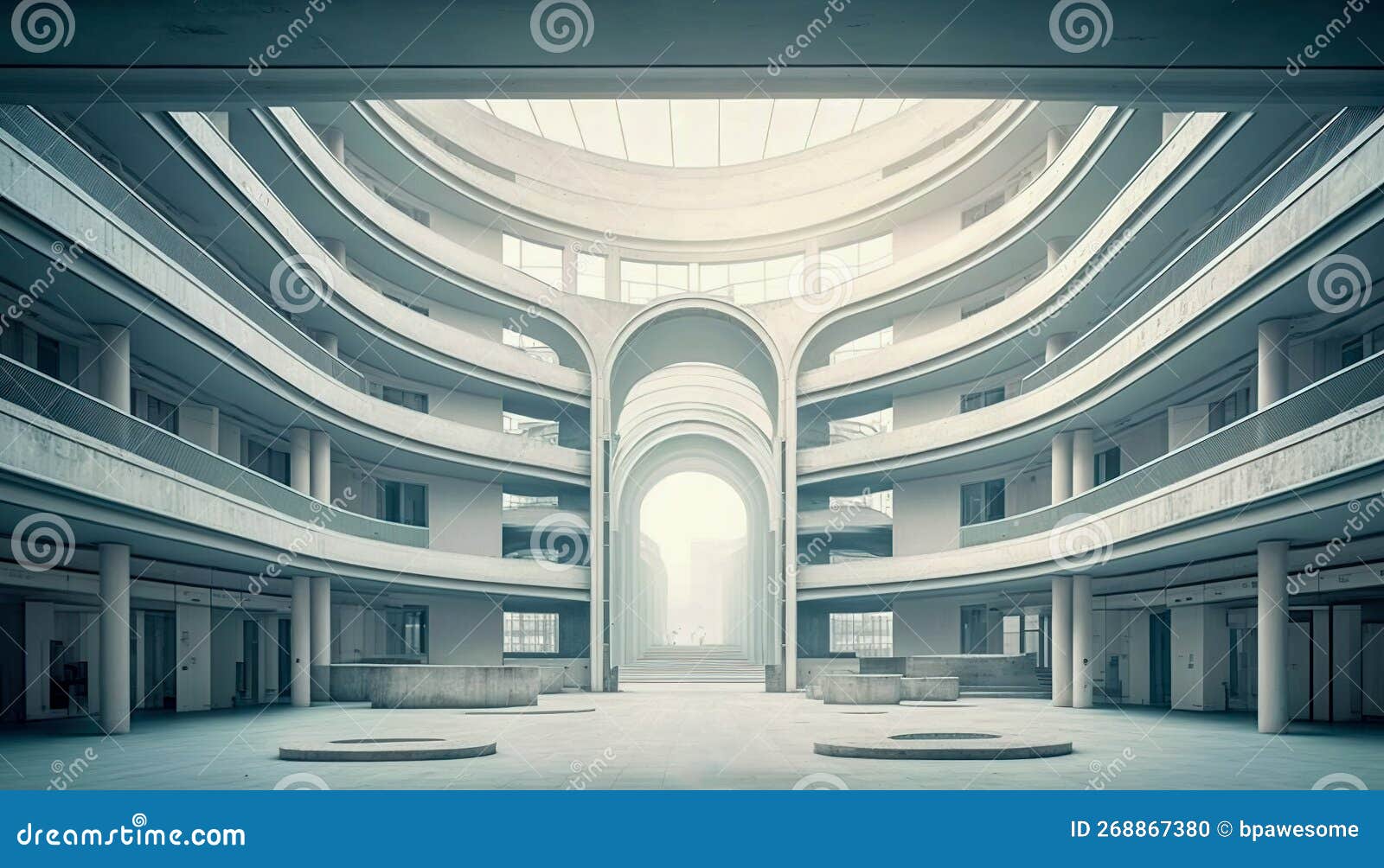 Inside Extra-large Futuristic Mall Building with a Glass Ceiling ...