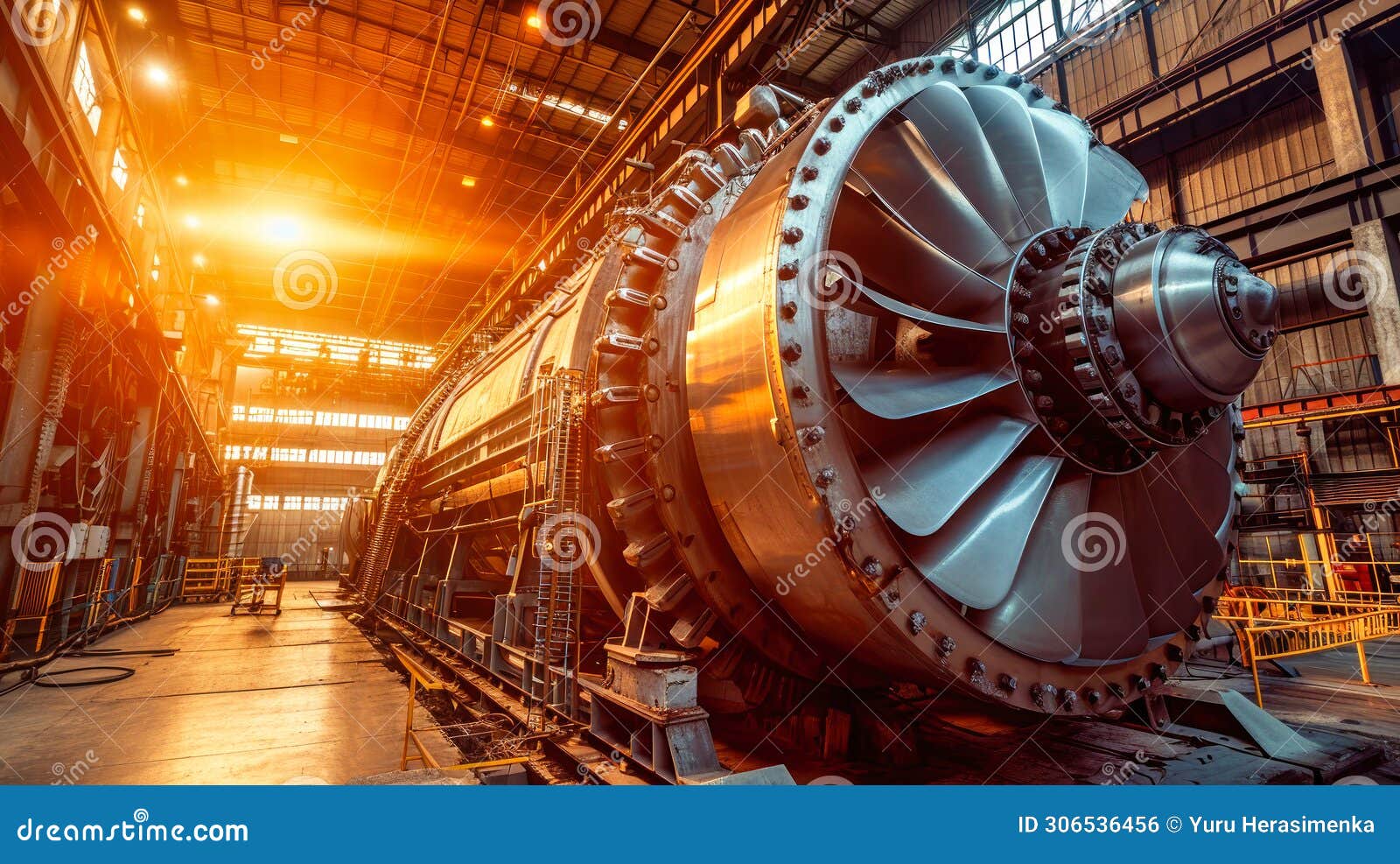 Inside a Factory: Large Jet Engine in Production Stock Illustration ...