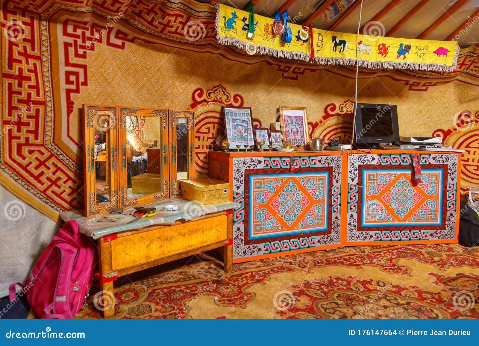 Inside a Famlily Yurt, in Mongolia Editorial Stock Image - Image of ...