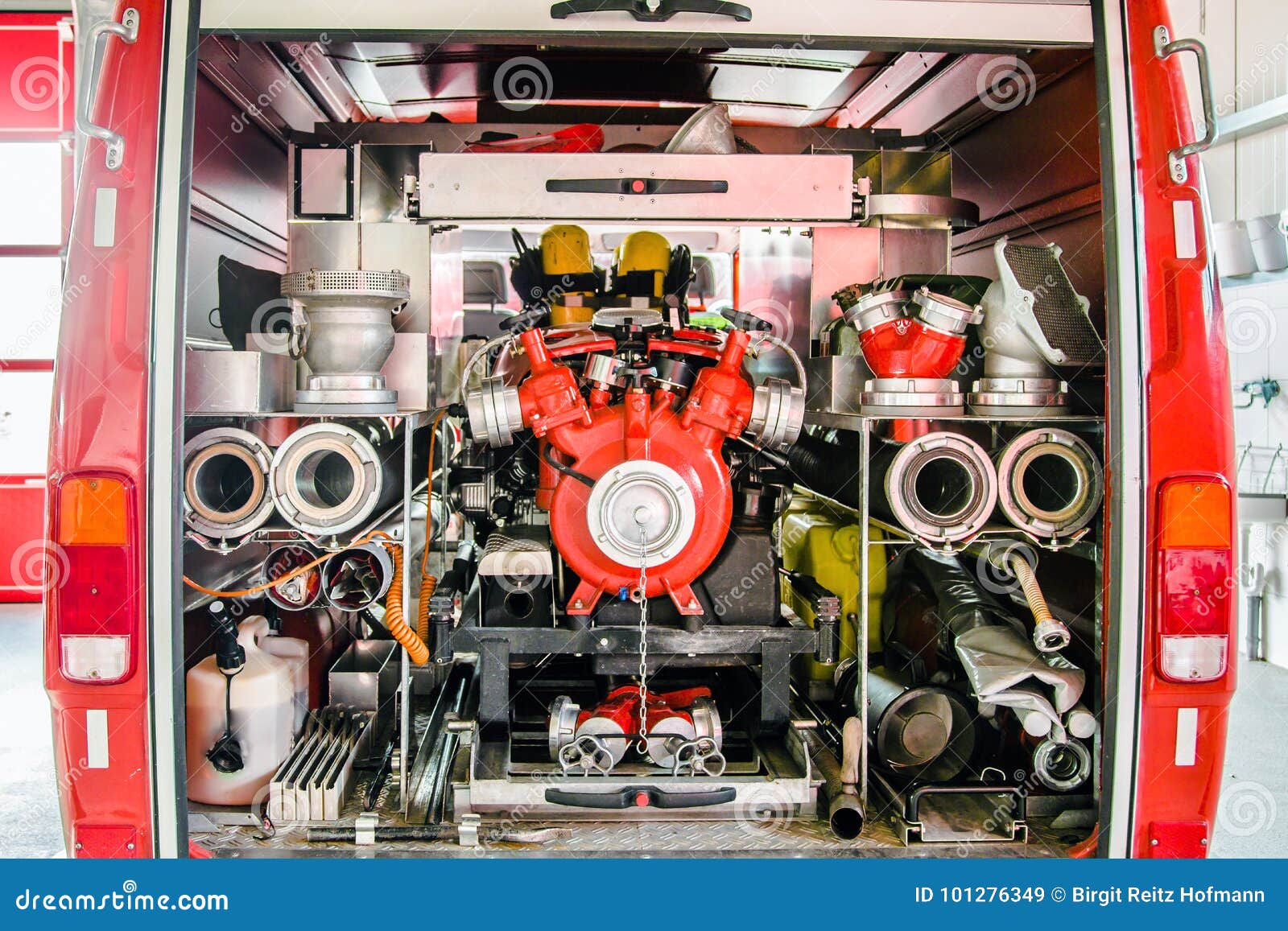 Inside of a fire truck stock image. Image of closeup - 101276349