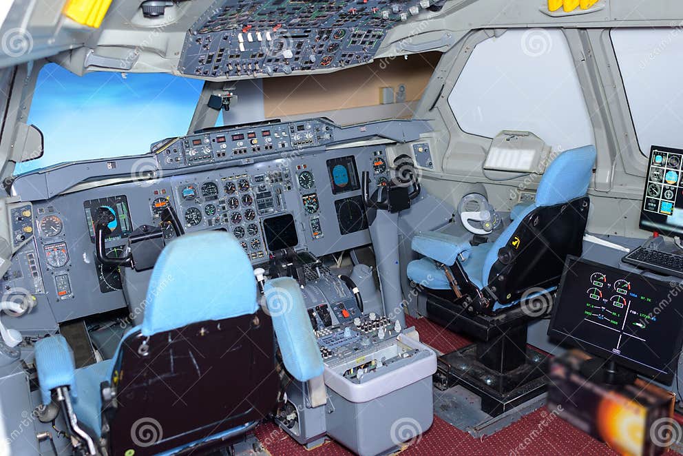 Inside a flight simulator stock photo. Image of aircraft - 127755480