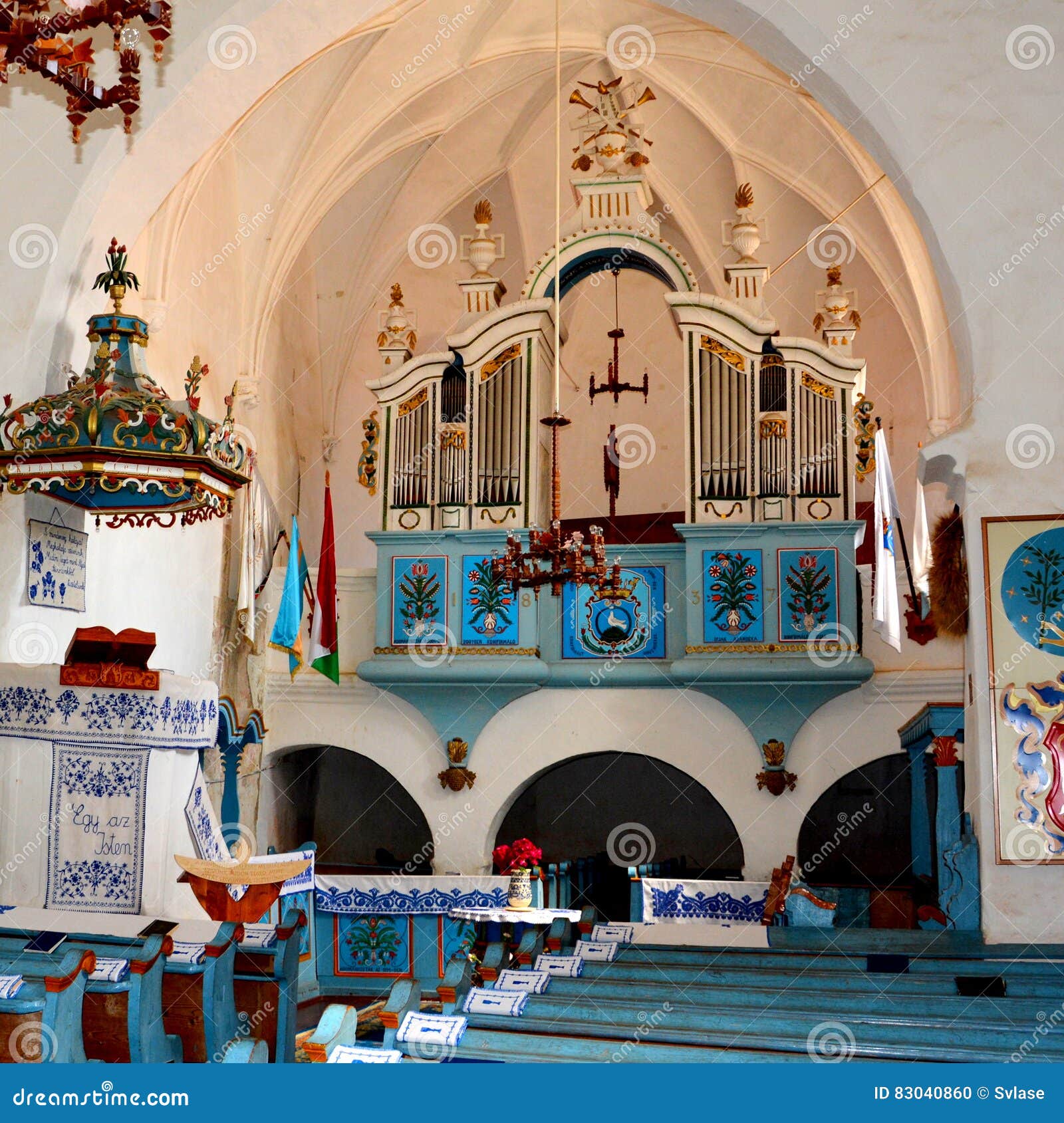 Inside the Fortified Medieval Church in Dirjiu, Transylvania Stock ...