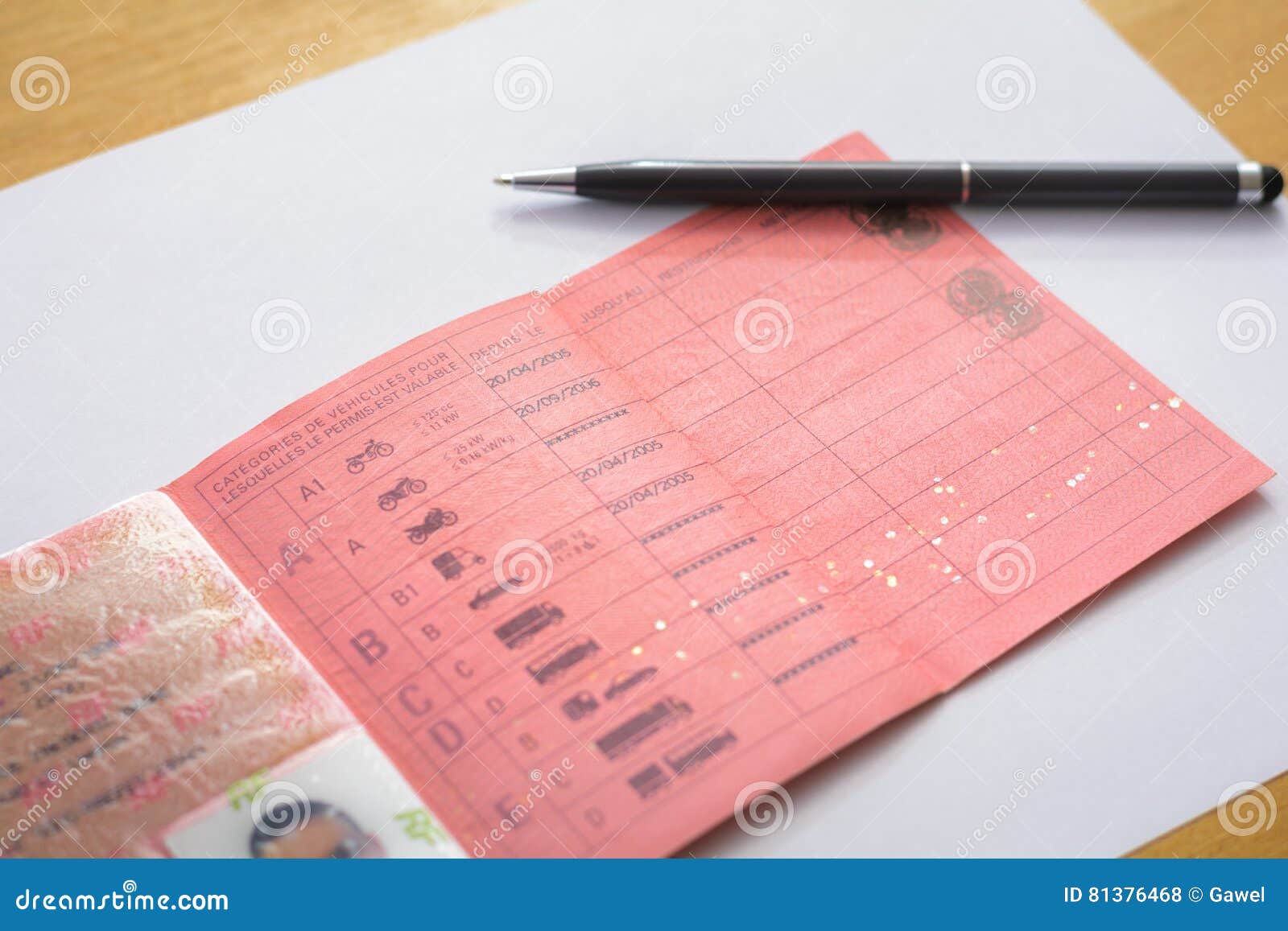 Inside a French Driver Licence with a Pen Stock Photo - Image of ...
