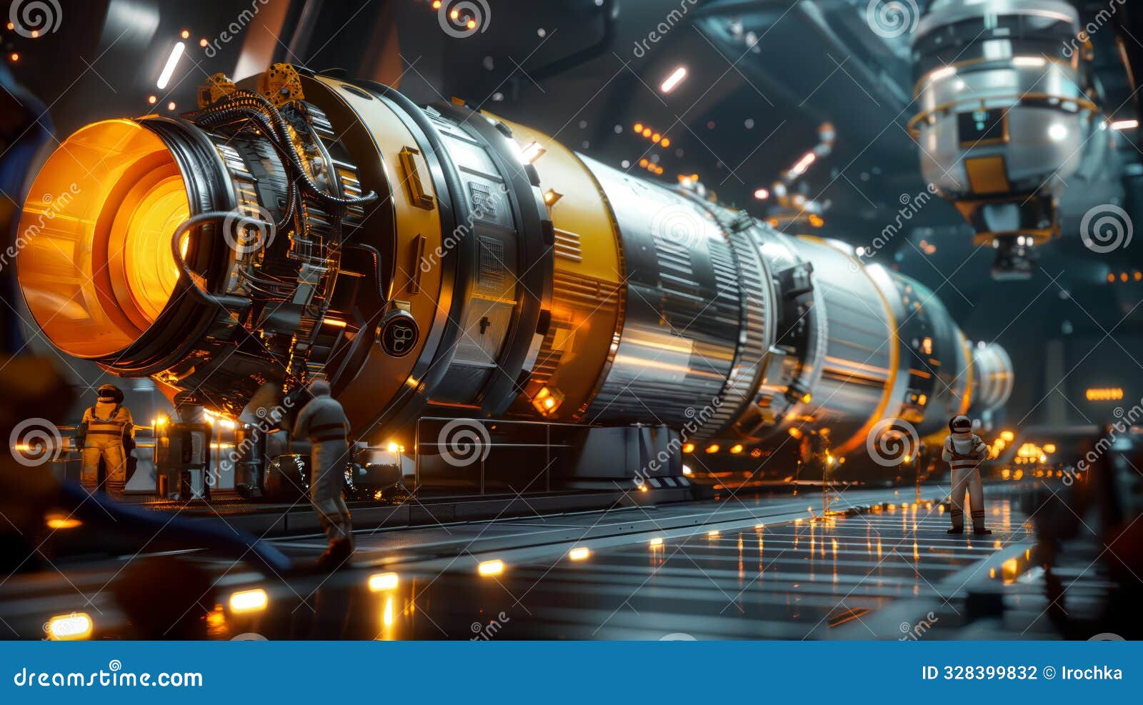 A Futuristic Rocket Launches Into Deep Space With Vibrant Flames ...