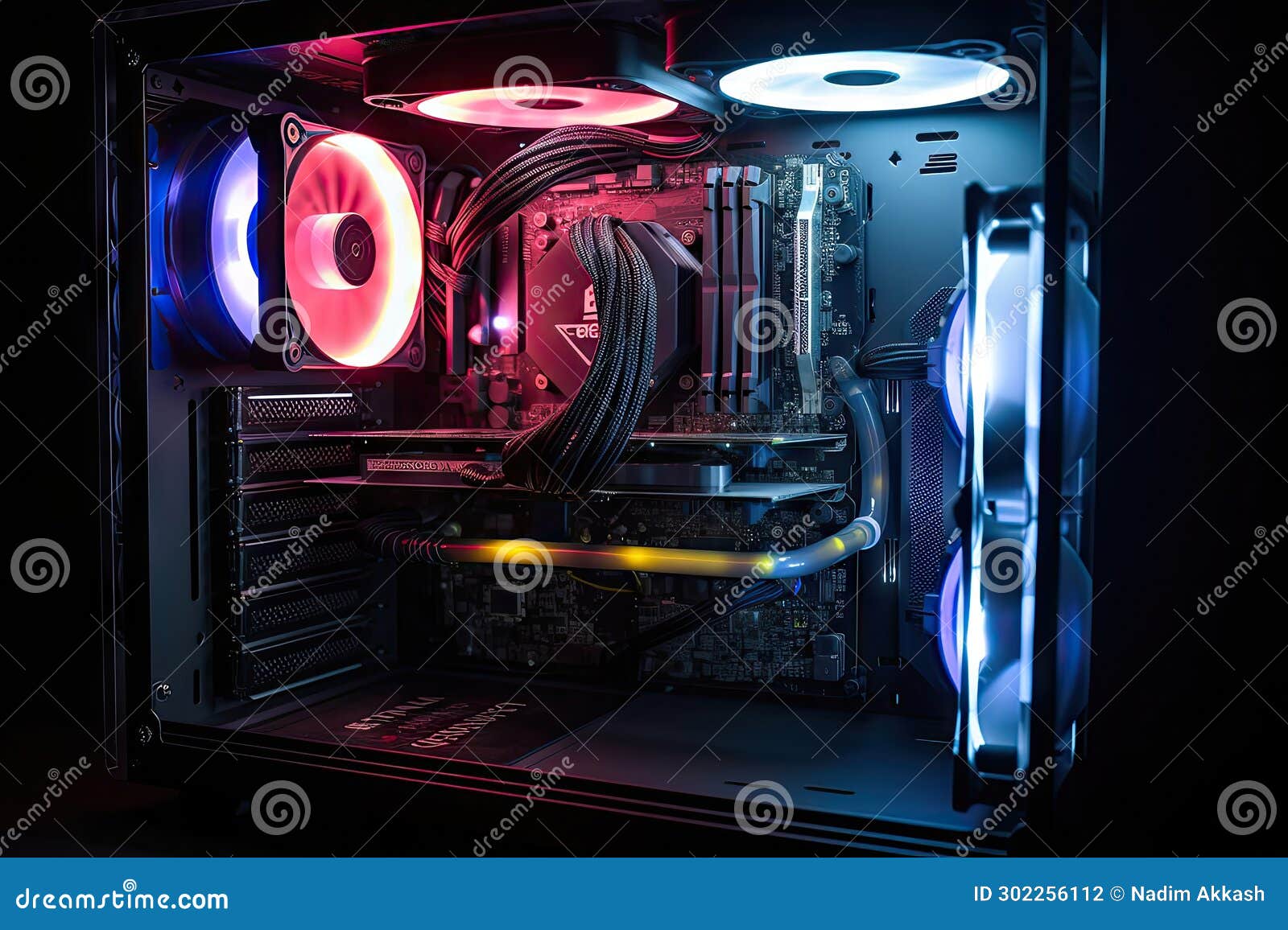 Inside Gaming PC RGB LED Lights, Liquid Cooling Stock Illustration ...