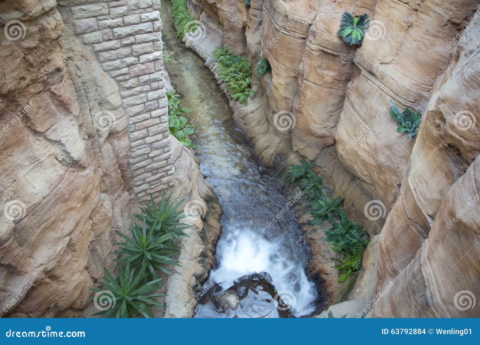 Inside Garden with Waterfall Stock Photo - Image of science ...