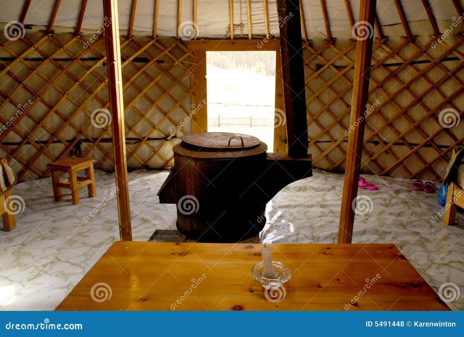Inside a ger, Mongolia stock photo. Image of tourism, beams - 5491448