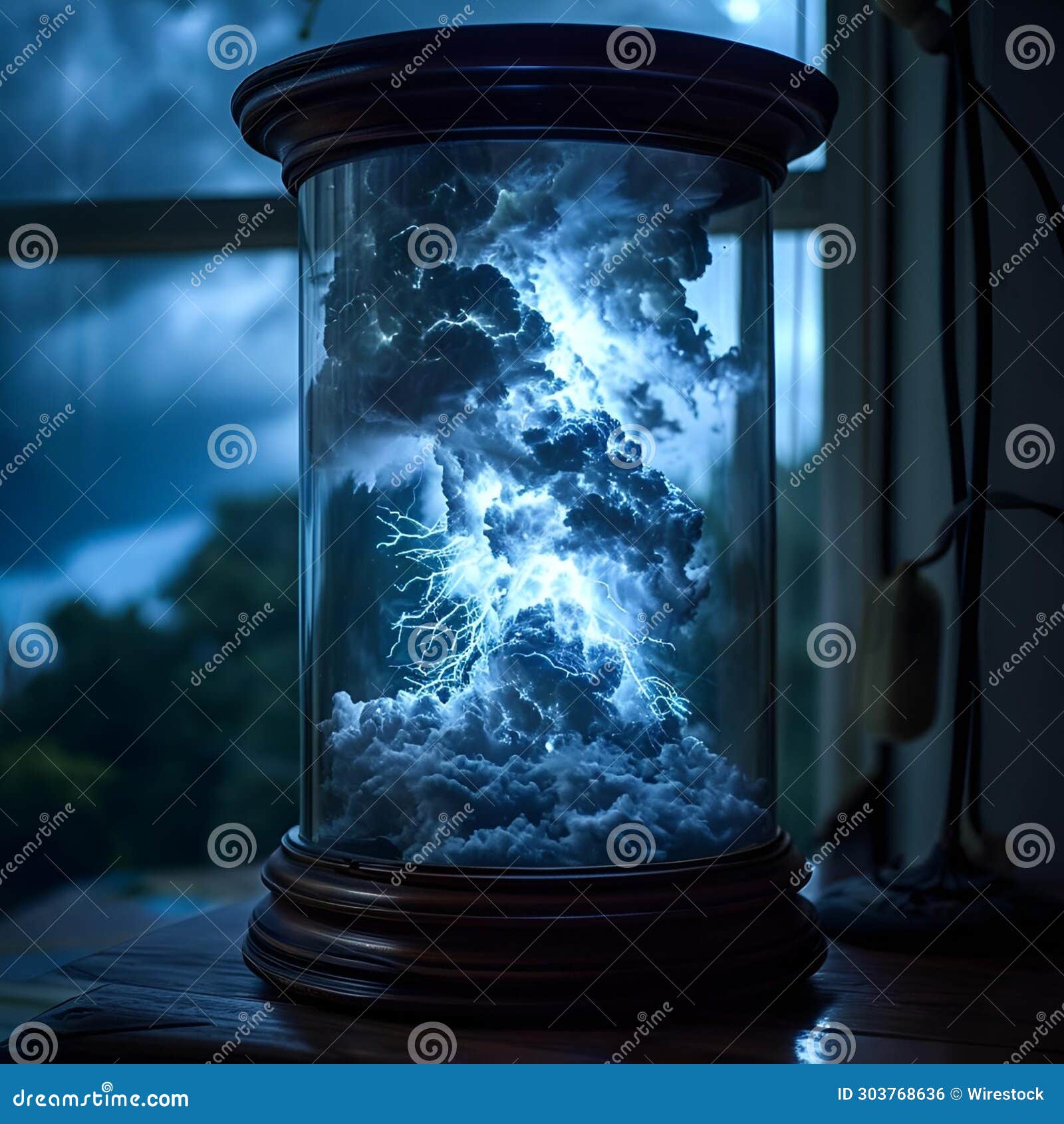 The Inside of a Glass that Has a Lightning Cloud in it Stock ...