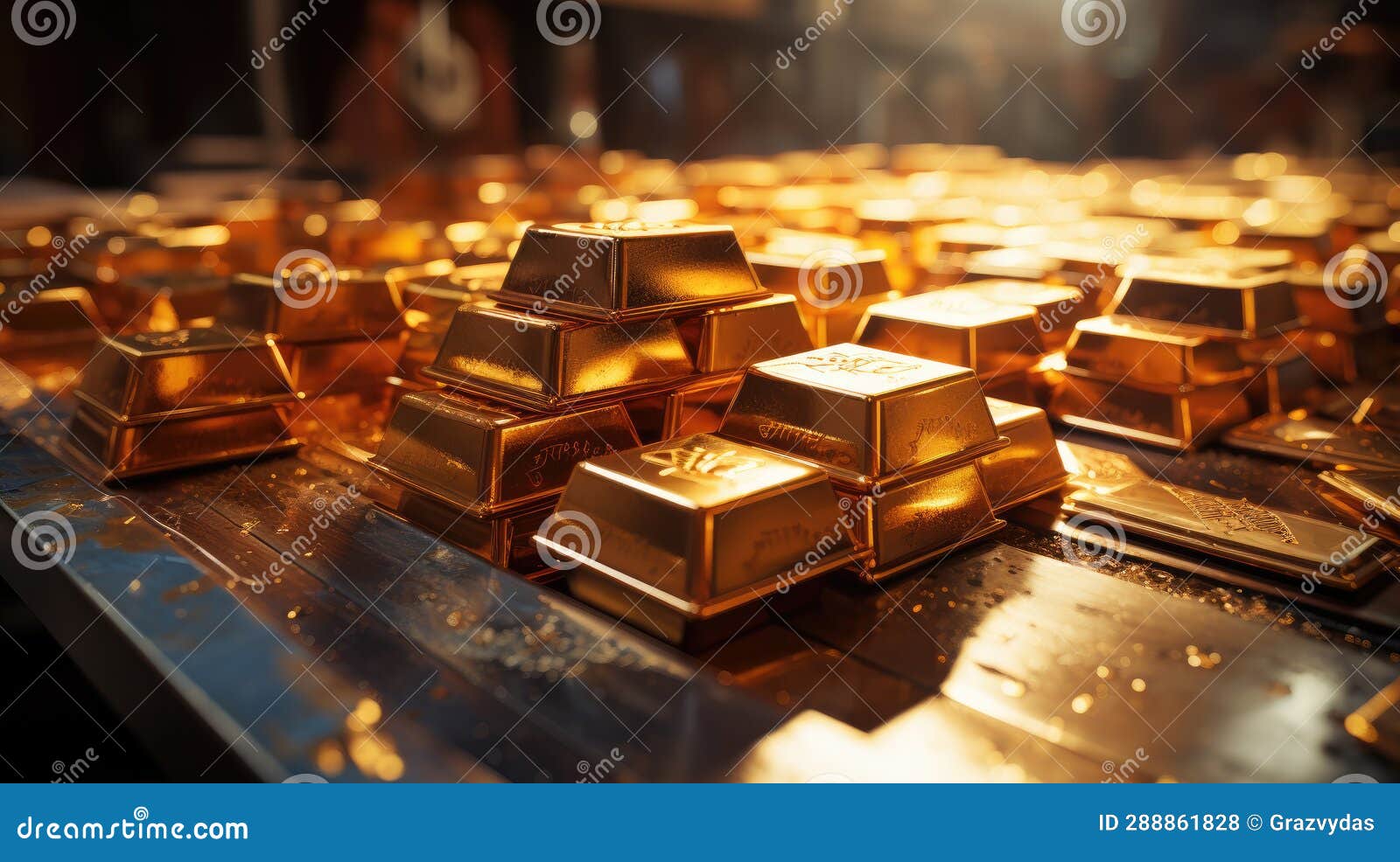 Inside Gold Factory, Stack of Pure Gold Bars Stock Illustration ...