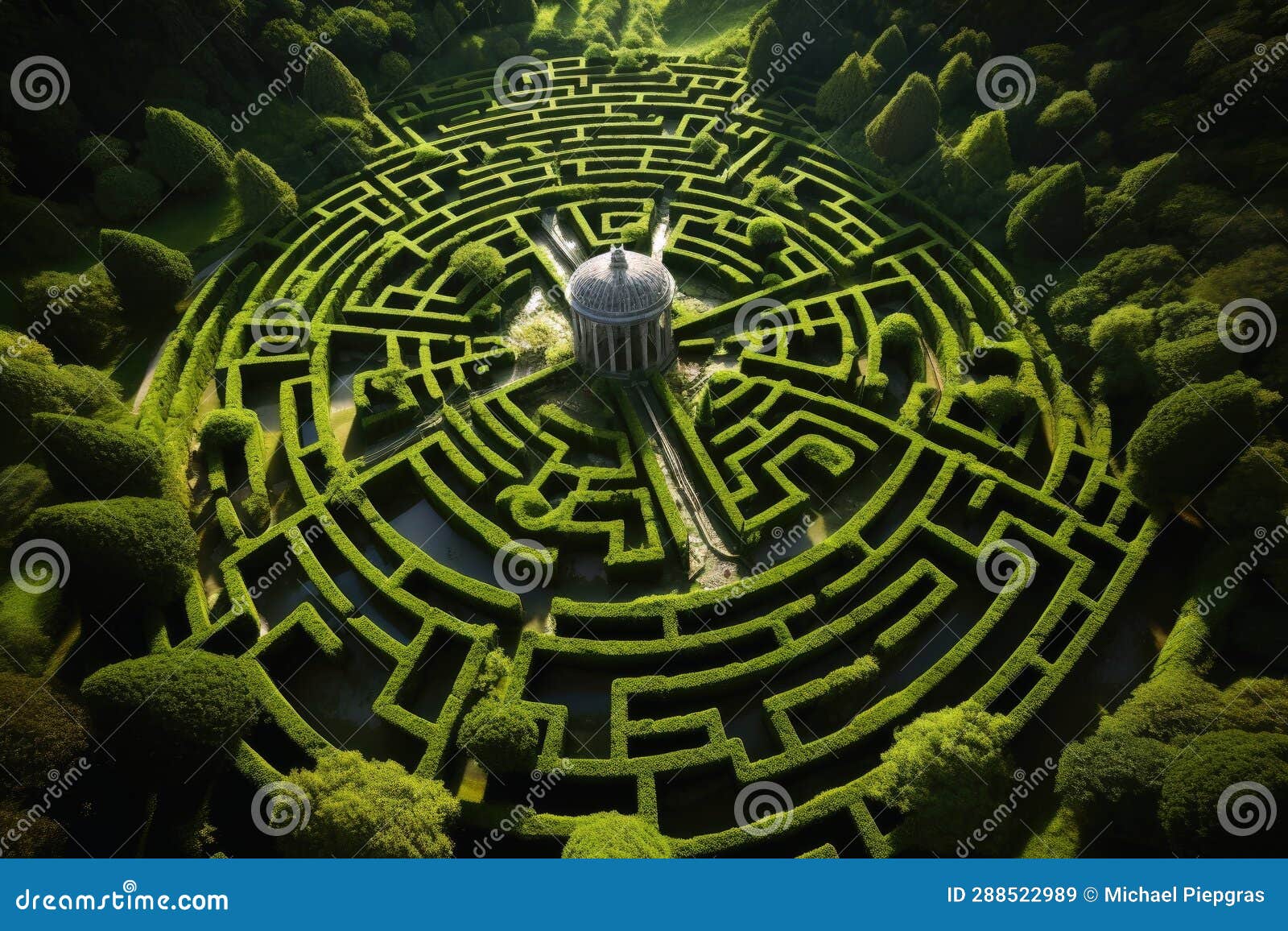 Inside a Green Maze Aerial View Stock Illustration - Illustration of ...