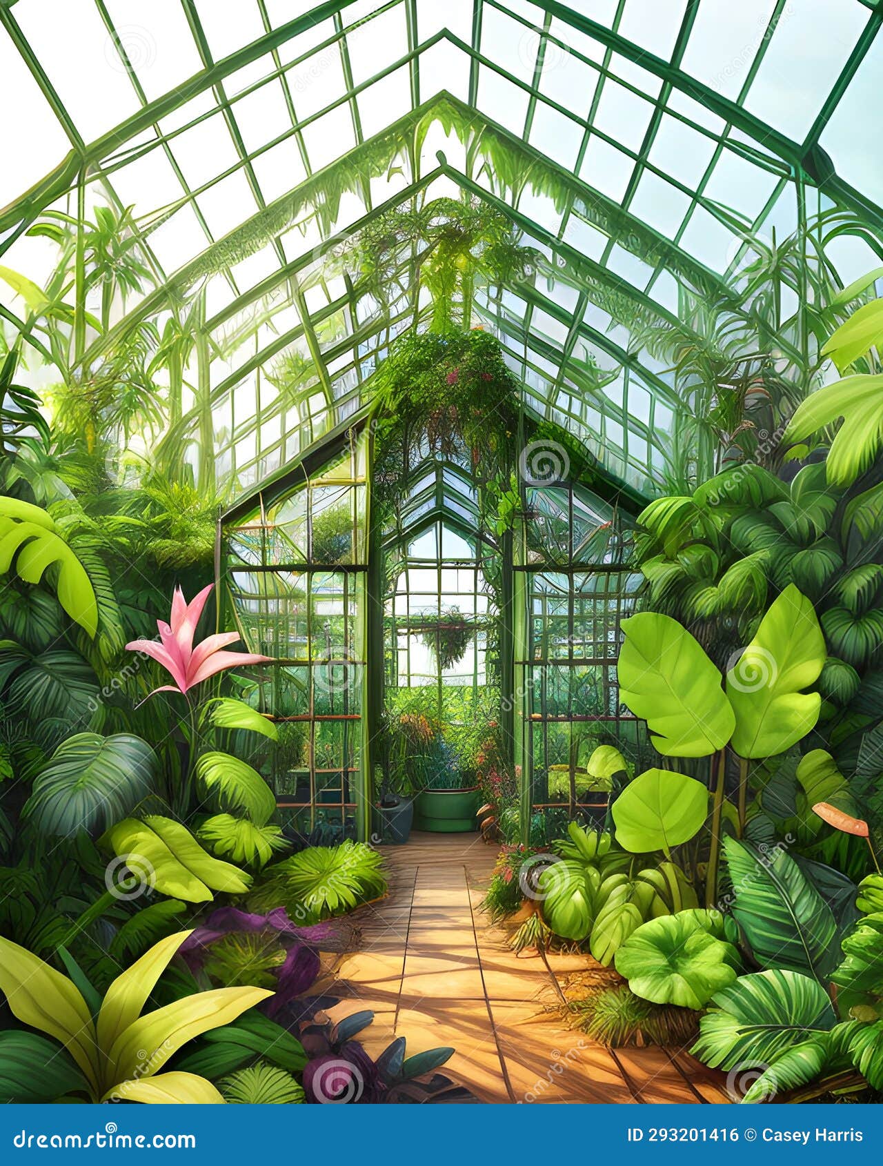 Inside a greenhouse stock illustration. Illustration of leaf - 293201416